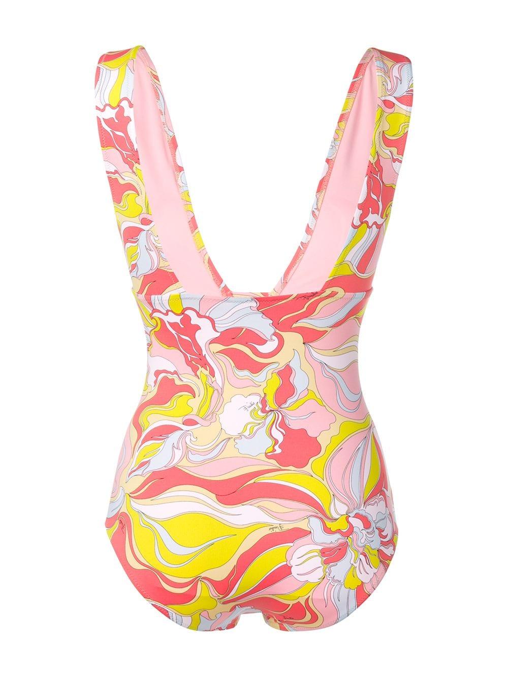 Emilio Pucci Rivera Print Plunge Swimsuit in Pink - Lyst