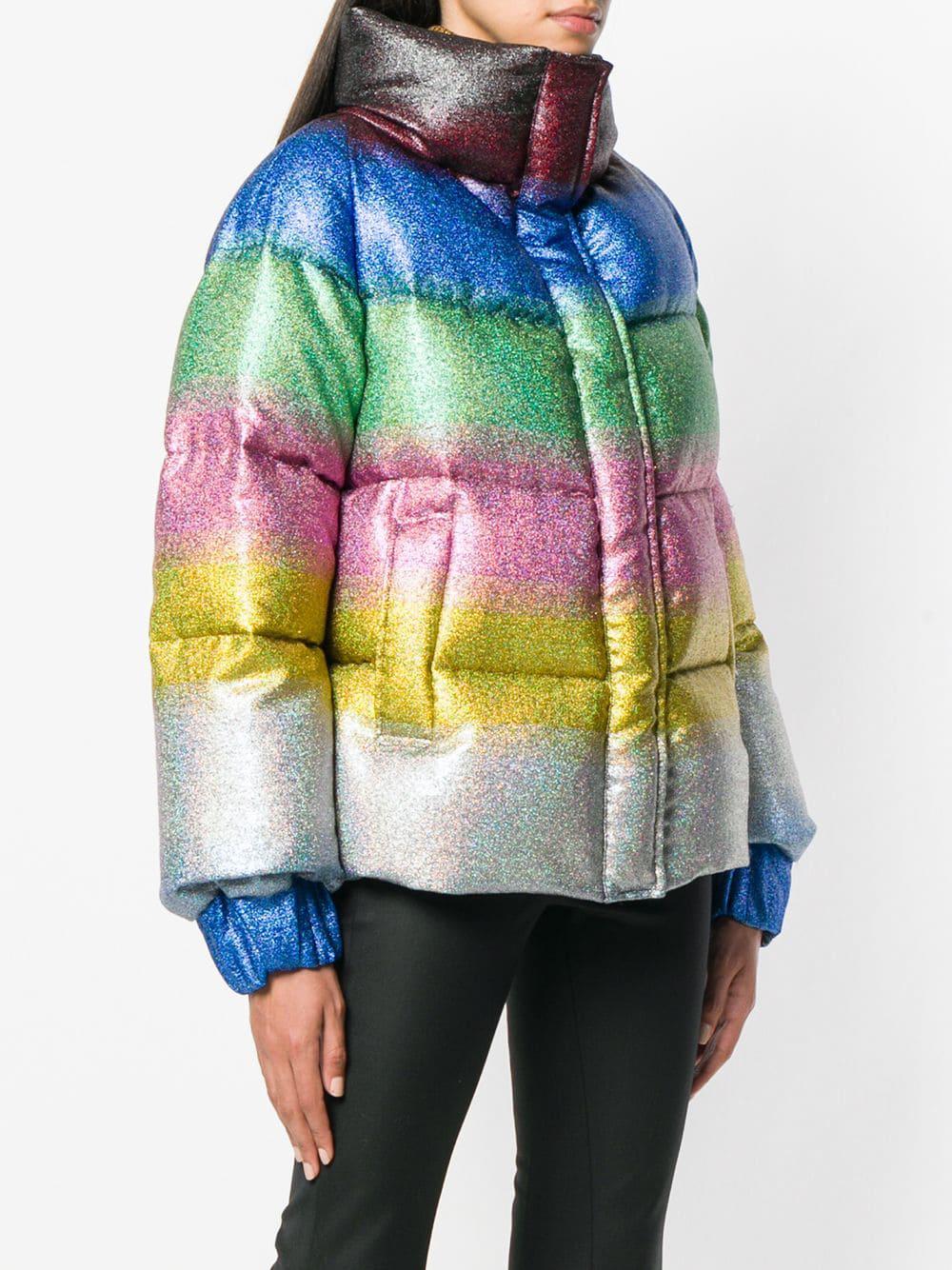 Marco De Vincenzo Synthetic Rainbow Gradient Padded Jacket in Metallic ...