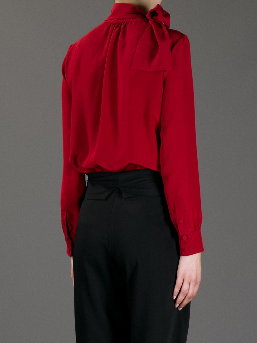 Saint laurent Silk Blouse in Red | Lyst