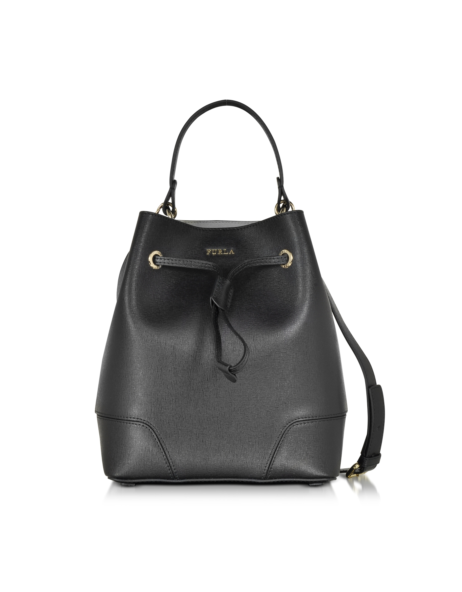 Small Black Leather Bucket Bag | semashow.com