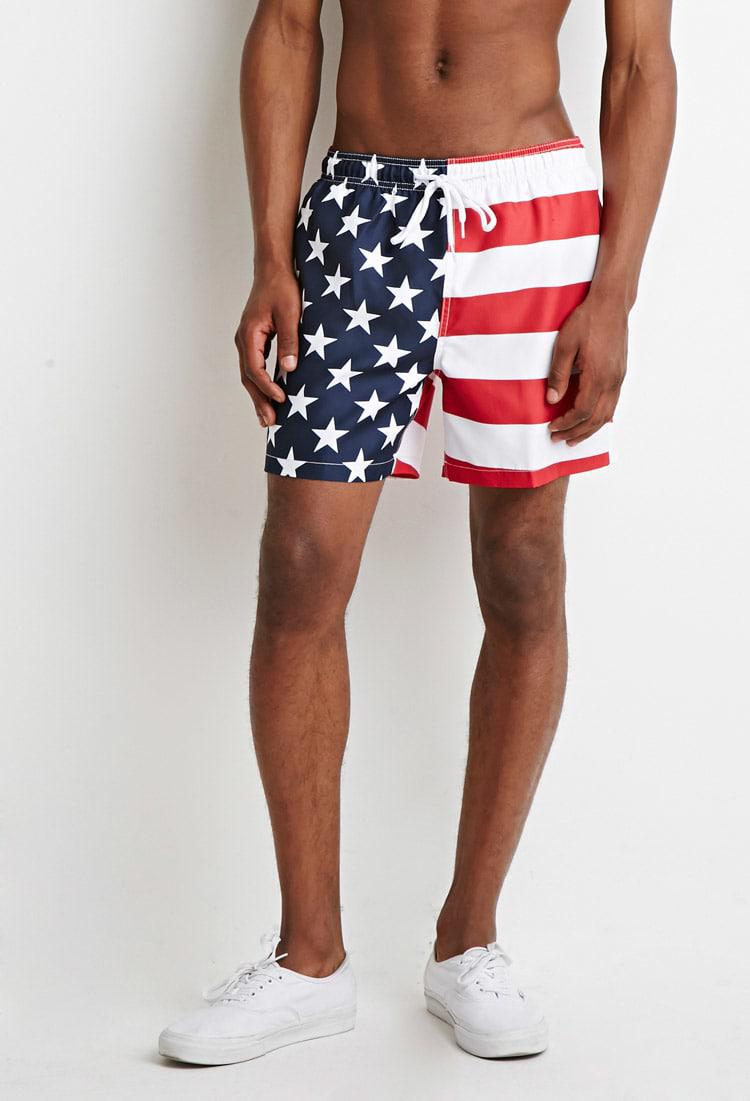 Forever 21 Stars And Stripes Swim Trunks in Blue for Men - Lyst