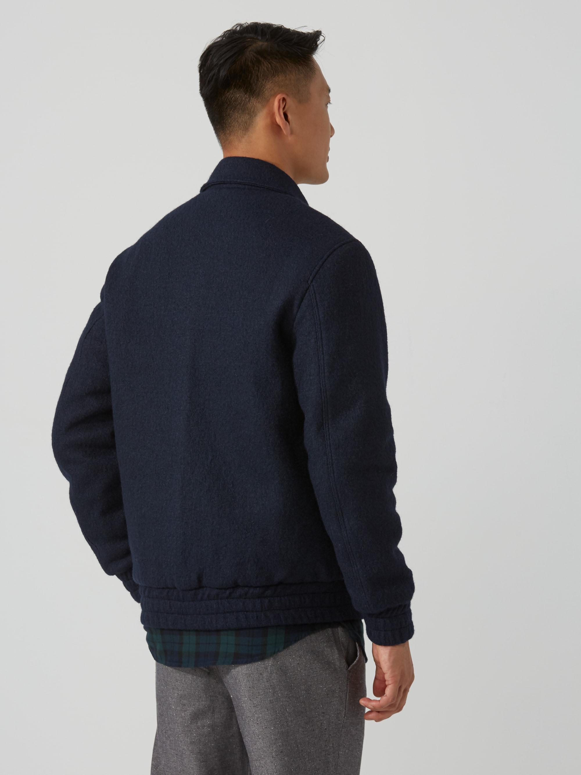Frank And Oak Wool-bouclé Harrington Jacket In Navy in Blue for Men - Lyst