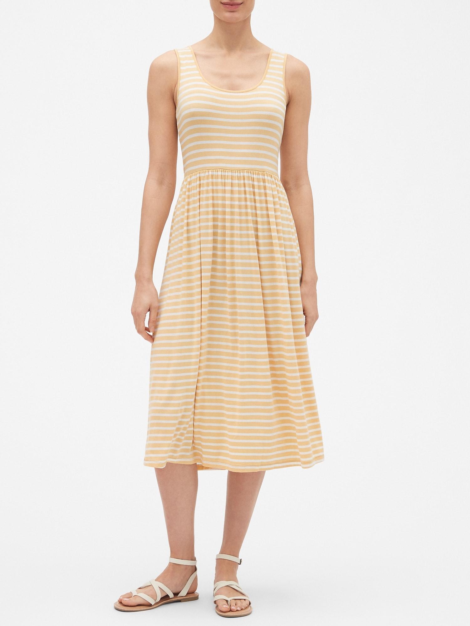 GAP Factory Synthetic Tank Midi Dress in Black - Lyst