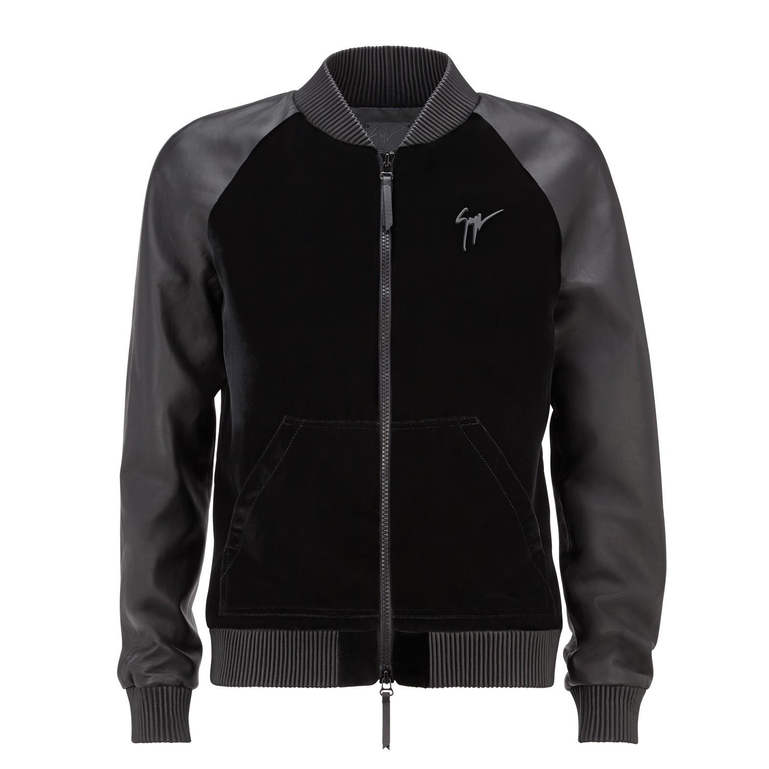 Giuseppe Zanotti Velvet And Leather Bomber Jacket Lance in Blue for Men ...