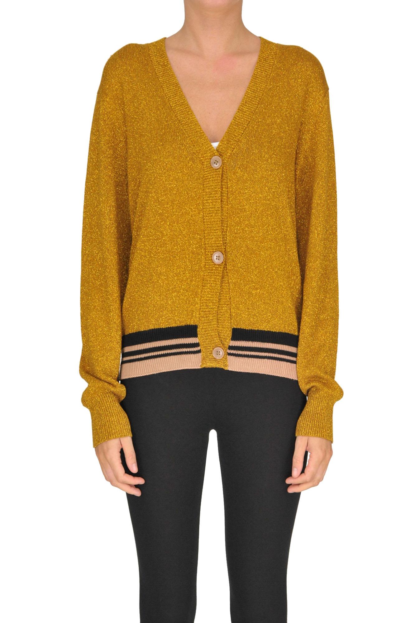 Dries Van Noten Synthetic Lurex Knit Cardigan in Gold (Metallic) - Lyst