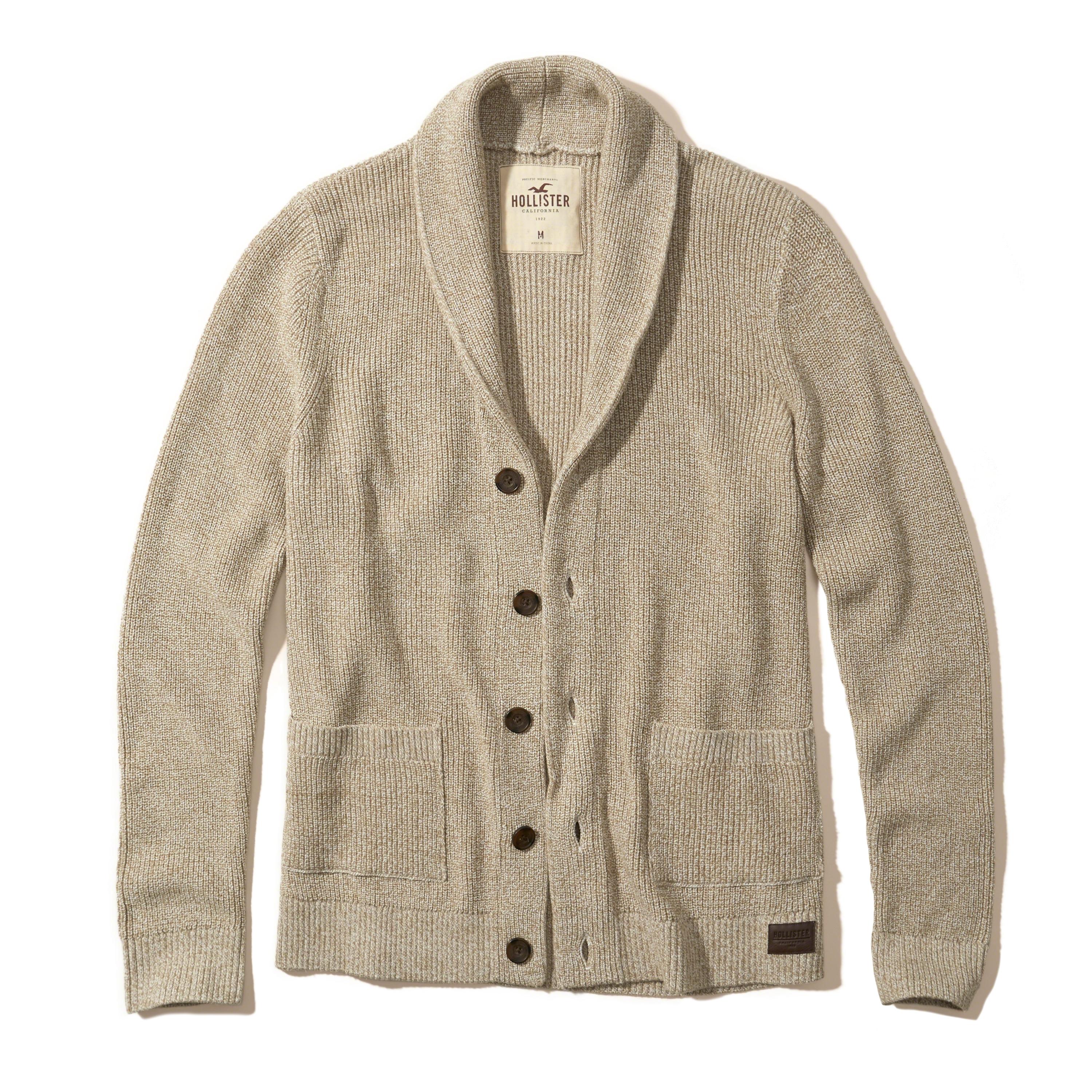 Lyst - Hollister Textured Shawl Cardigan in Natural for Men