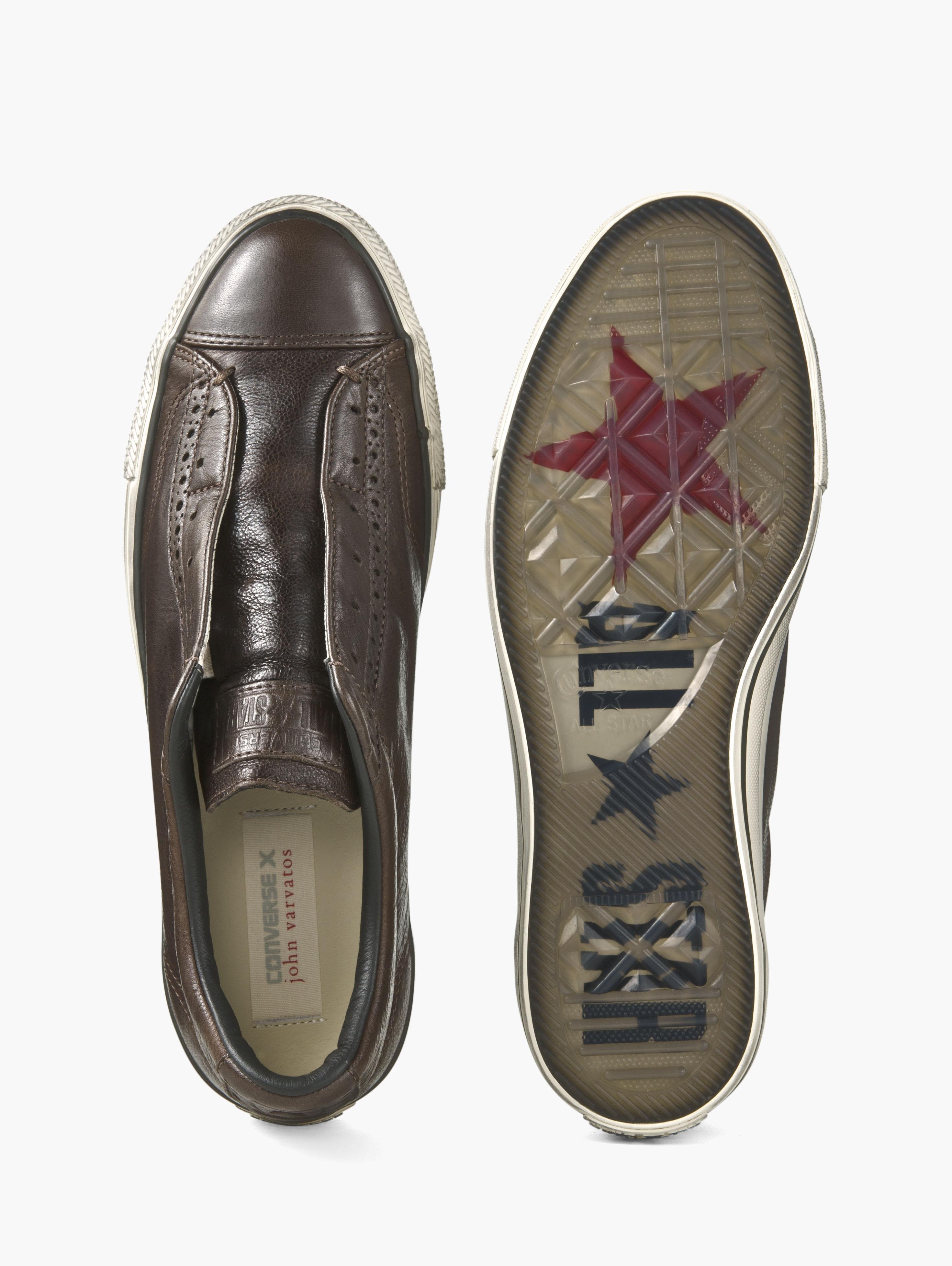 Lyst - John Varvatos Chuck Taylor Vintage Leather Slip On in Brown for Men