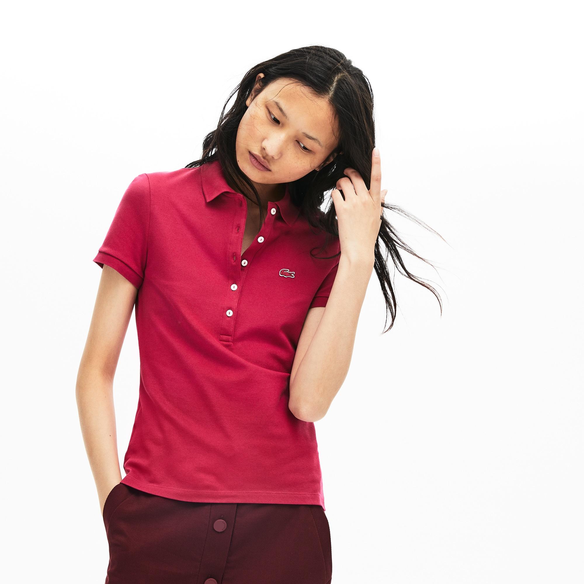 Lacoste Slim Fit Stretch Mini Cotton Piqué Polo Shirt In Fushia Pink