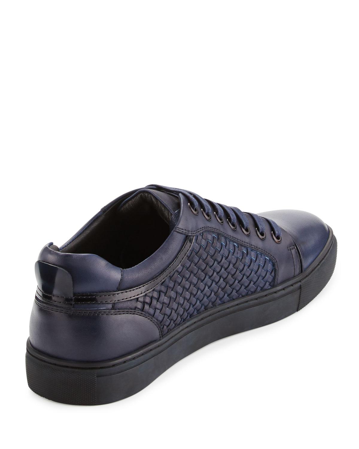 Zanzara Rhythm Basketweave Leather Sneaker in Blue for Men - Lyst