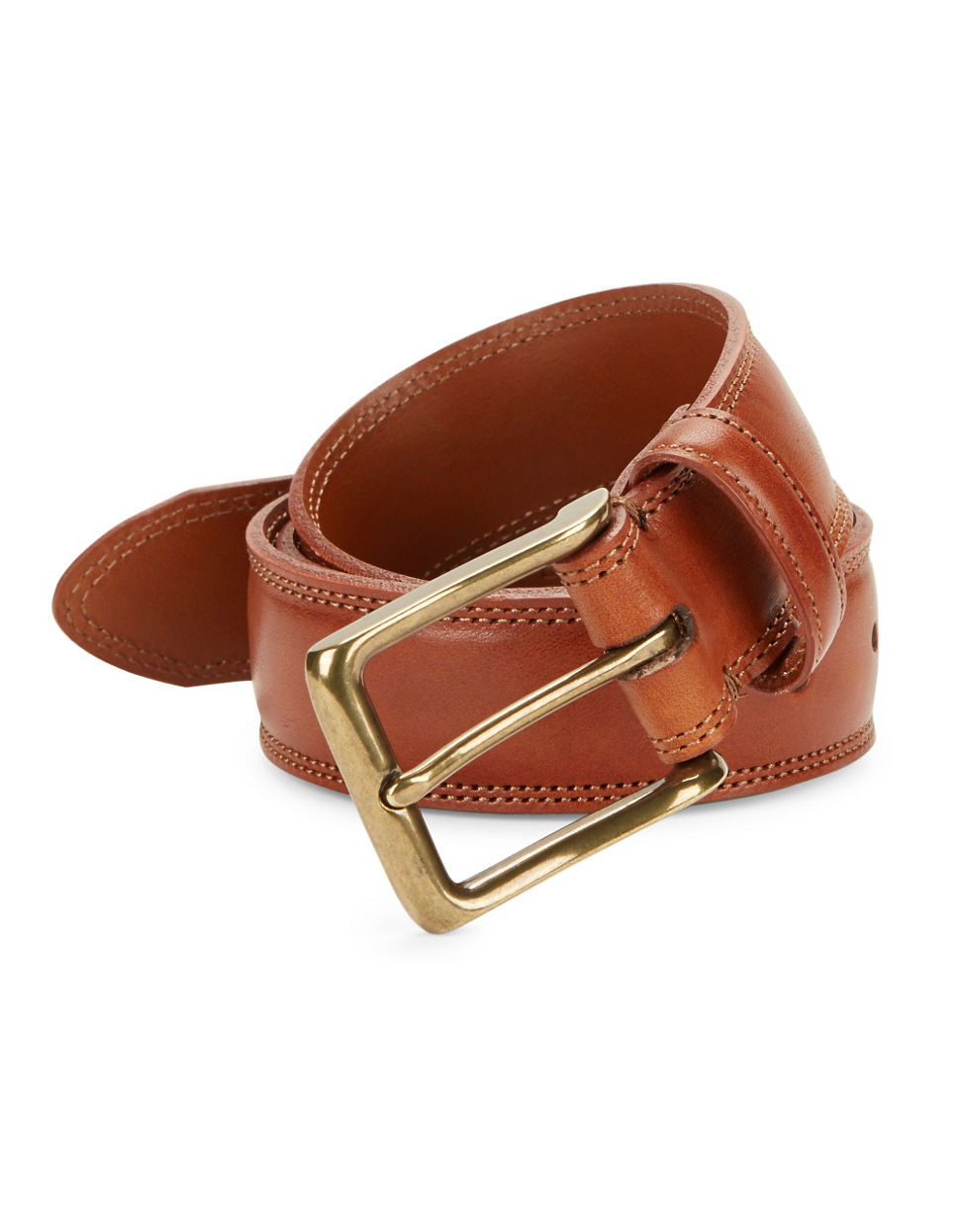 Bosca Stitched Leather Belt in Brown | Lyst