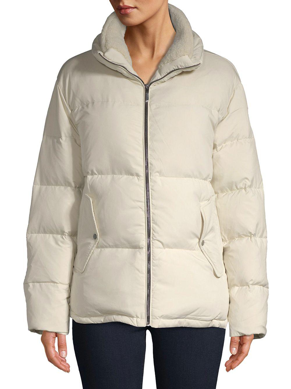 Bernardo Sherpa-trimmed Puffer Jacket in Natural - Lyst
