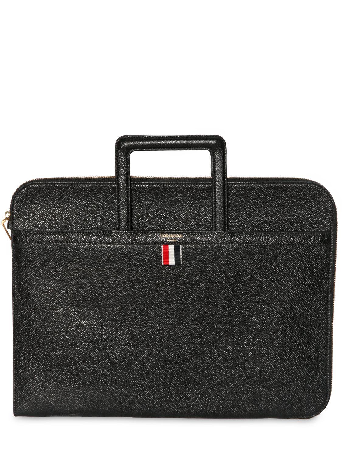 Lyst - Thom Browne Pebbled Leather Slim Briefcase in Black for Men