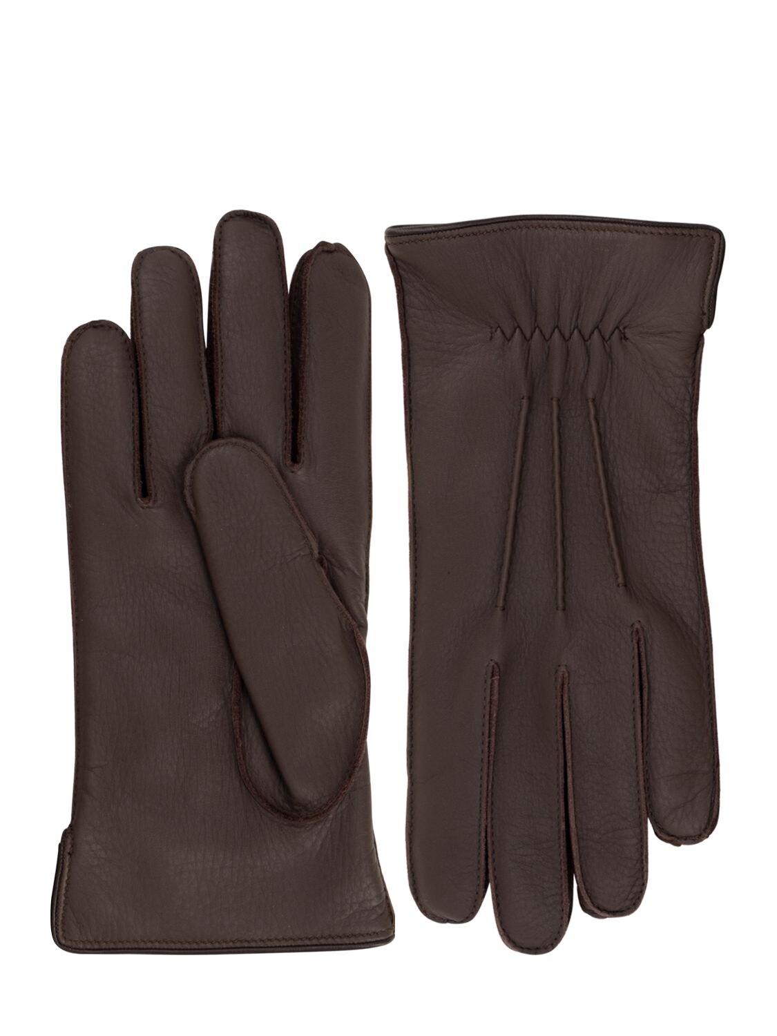 Mario Portolano Deerskin Leather Gloves in Cognac (Brown) for Men - Lyst