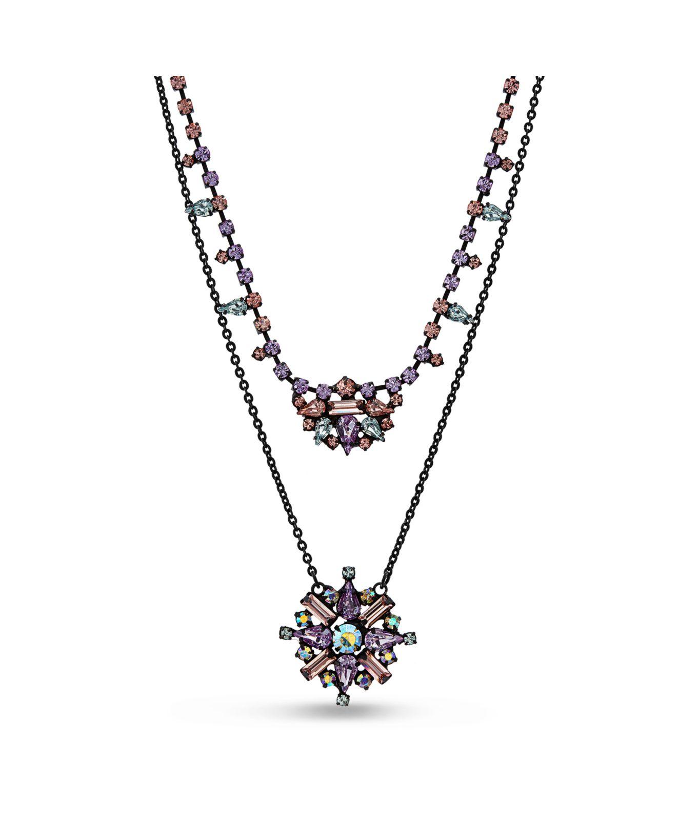 Lyst - Steve Madden Layered Flower Necklace in Metallic