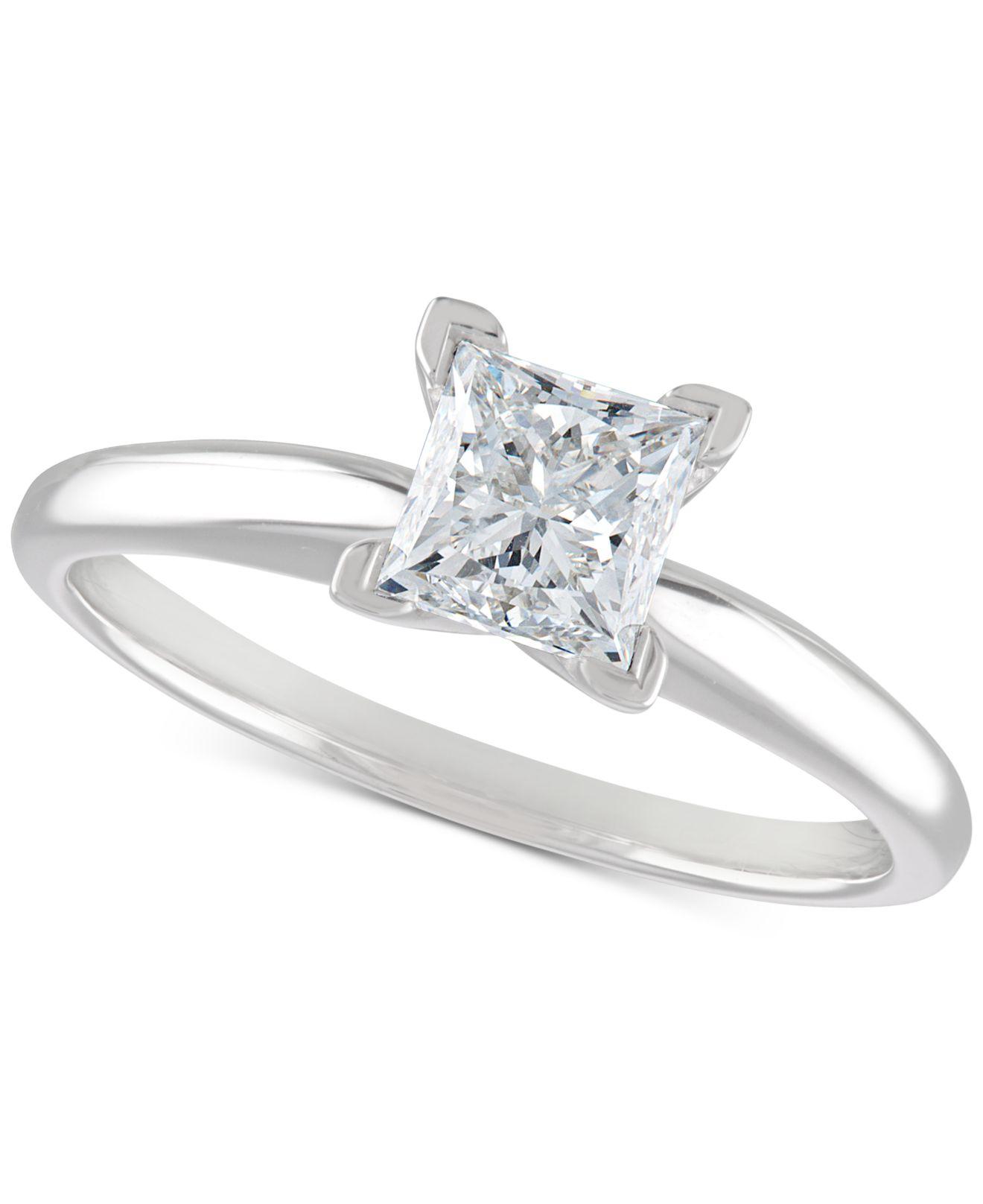 Lyst - Macy's Certified Diamond Engagement Ring (1 Ct. T.w.) In 14k ...