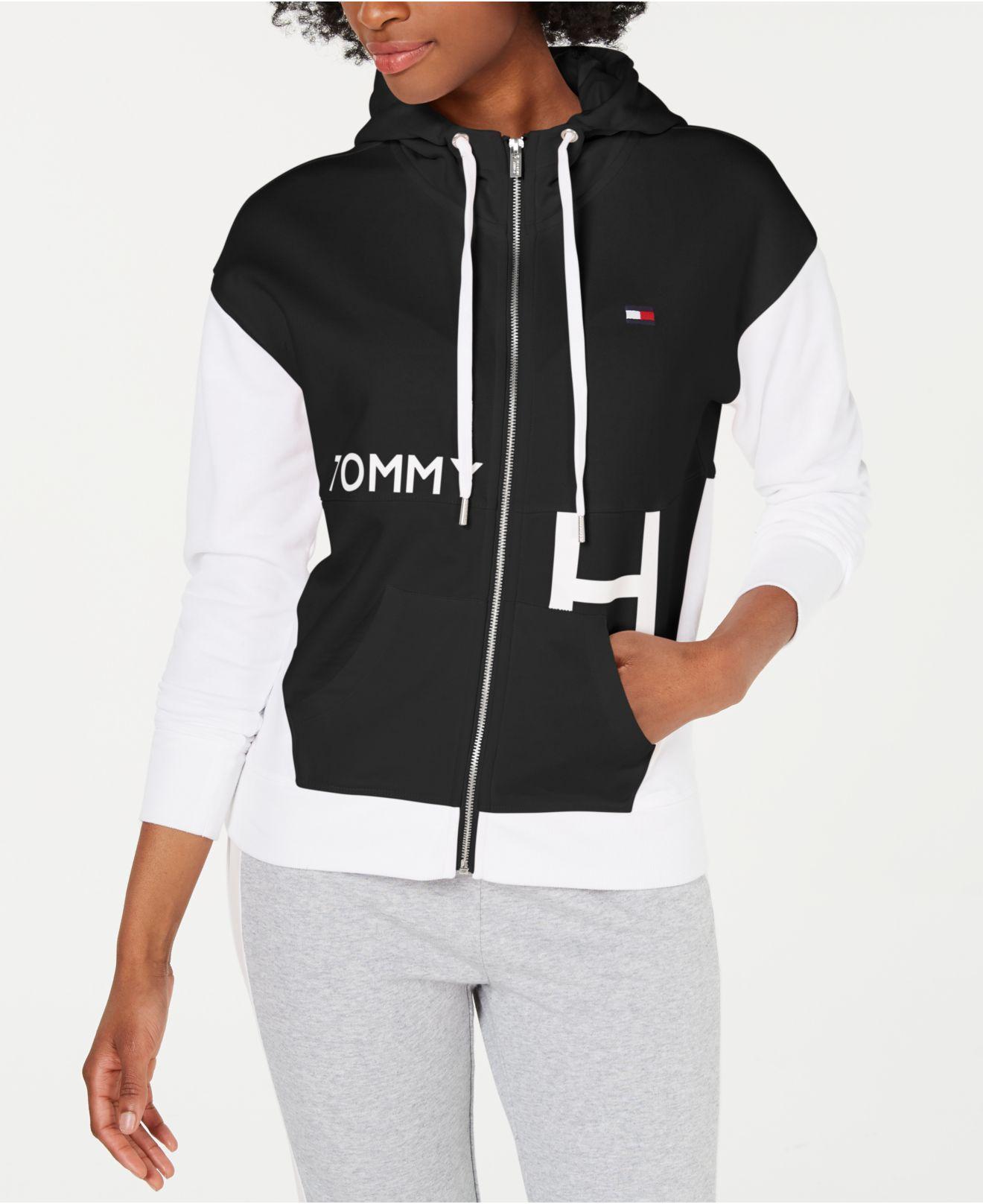 Tommy Hilfiger Sport Zip Logo Hoodie in Black - Lyst