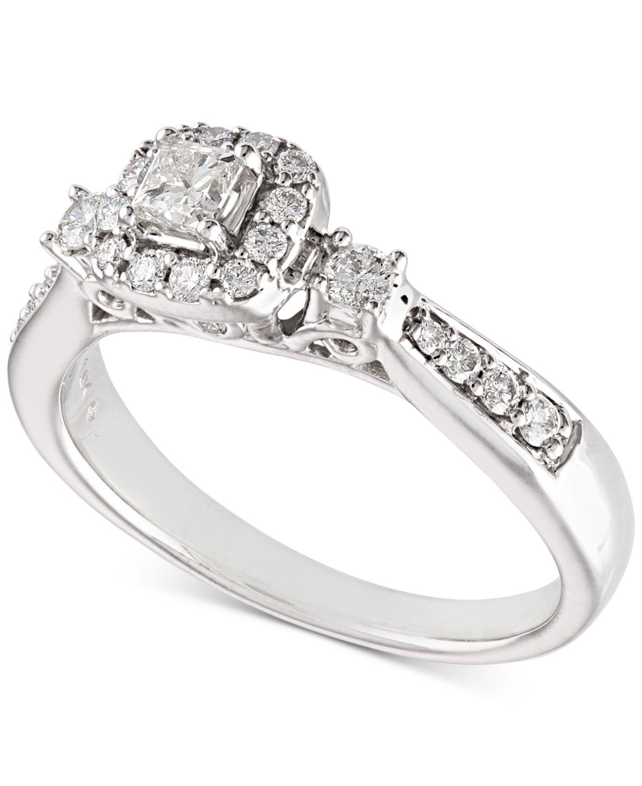 Lyst - Macy's Diamond Engagement Ring (1/2 Ct. T.w.) In 14k White Gold ...