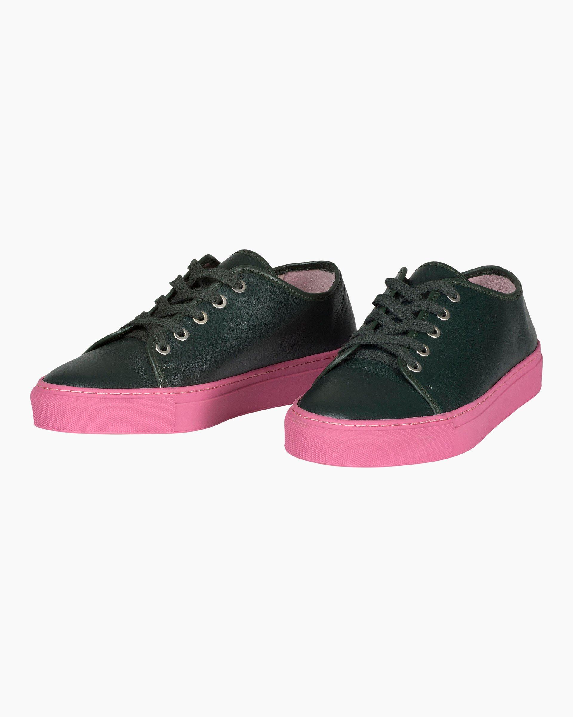 Marimekko Leather Drutha Sneakers in Dark Green, Pink (Green) - Lyst
