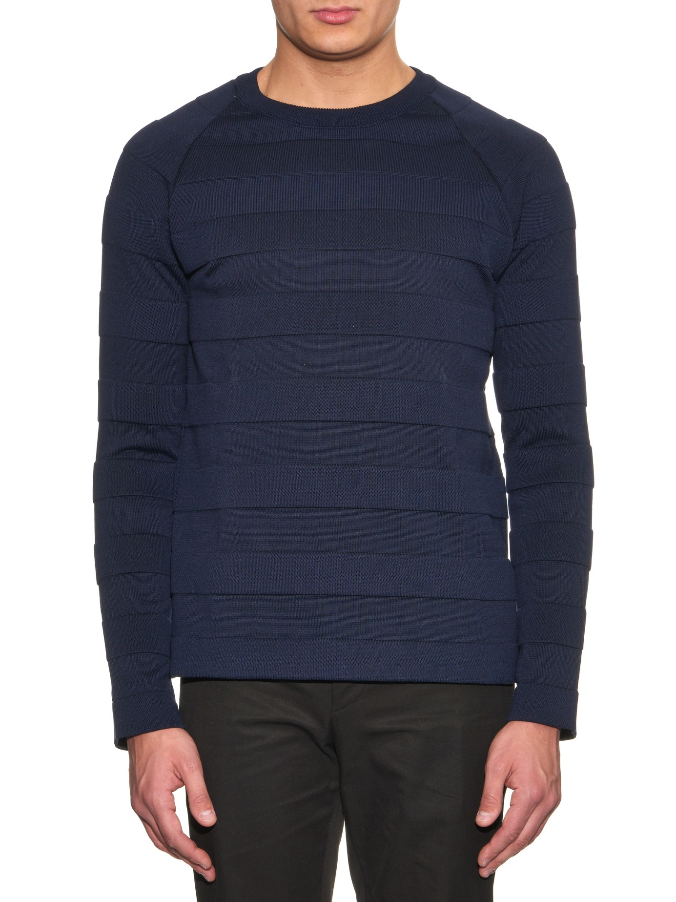 Balenciaga Crew-neck Cotton-blend Sweater in Blue for Men | Lyst