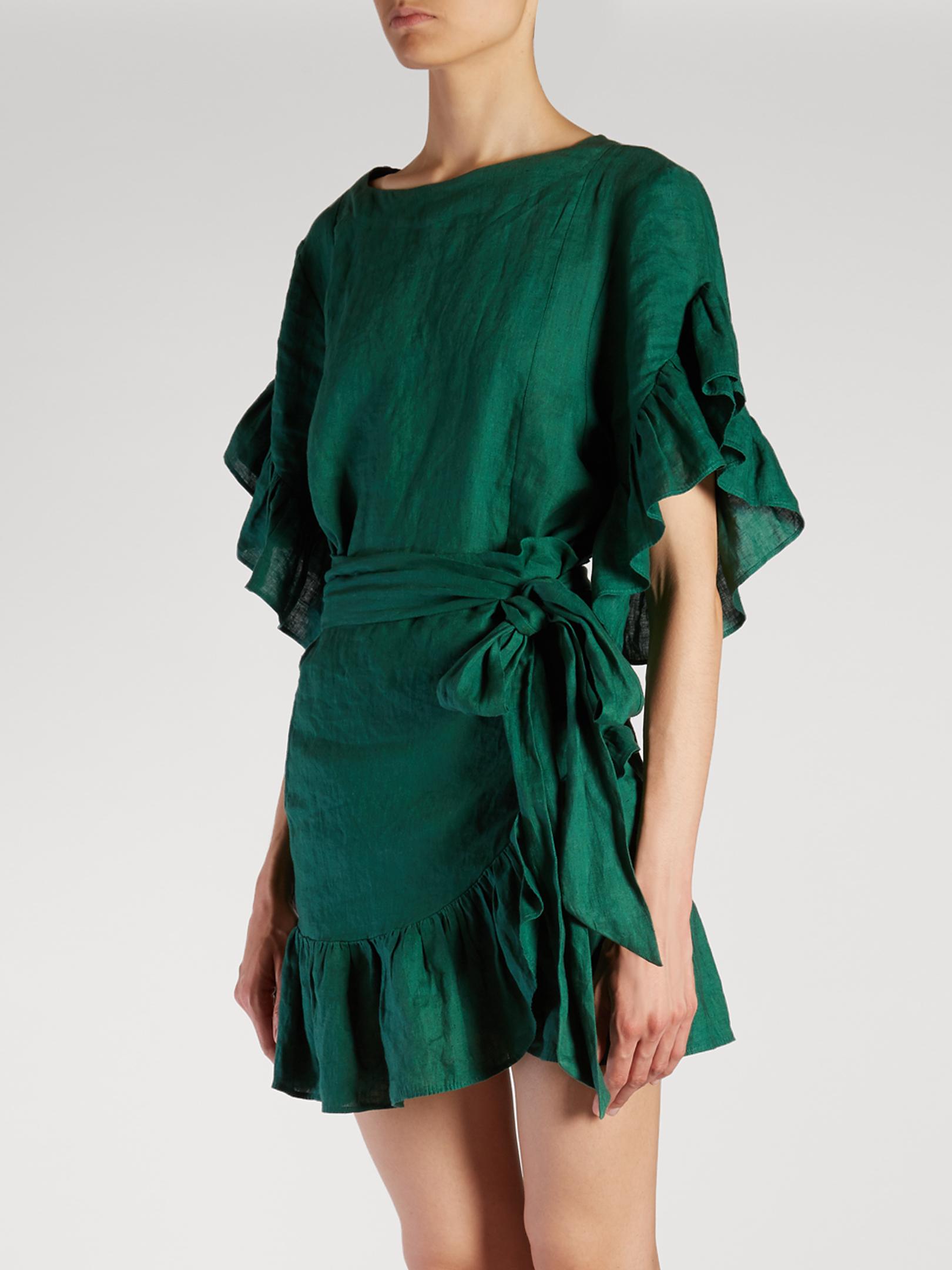 Lyst - Étoile Isabel Marant Delicia Ruffled Linen Mini Dress in Green