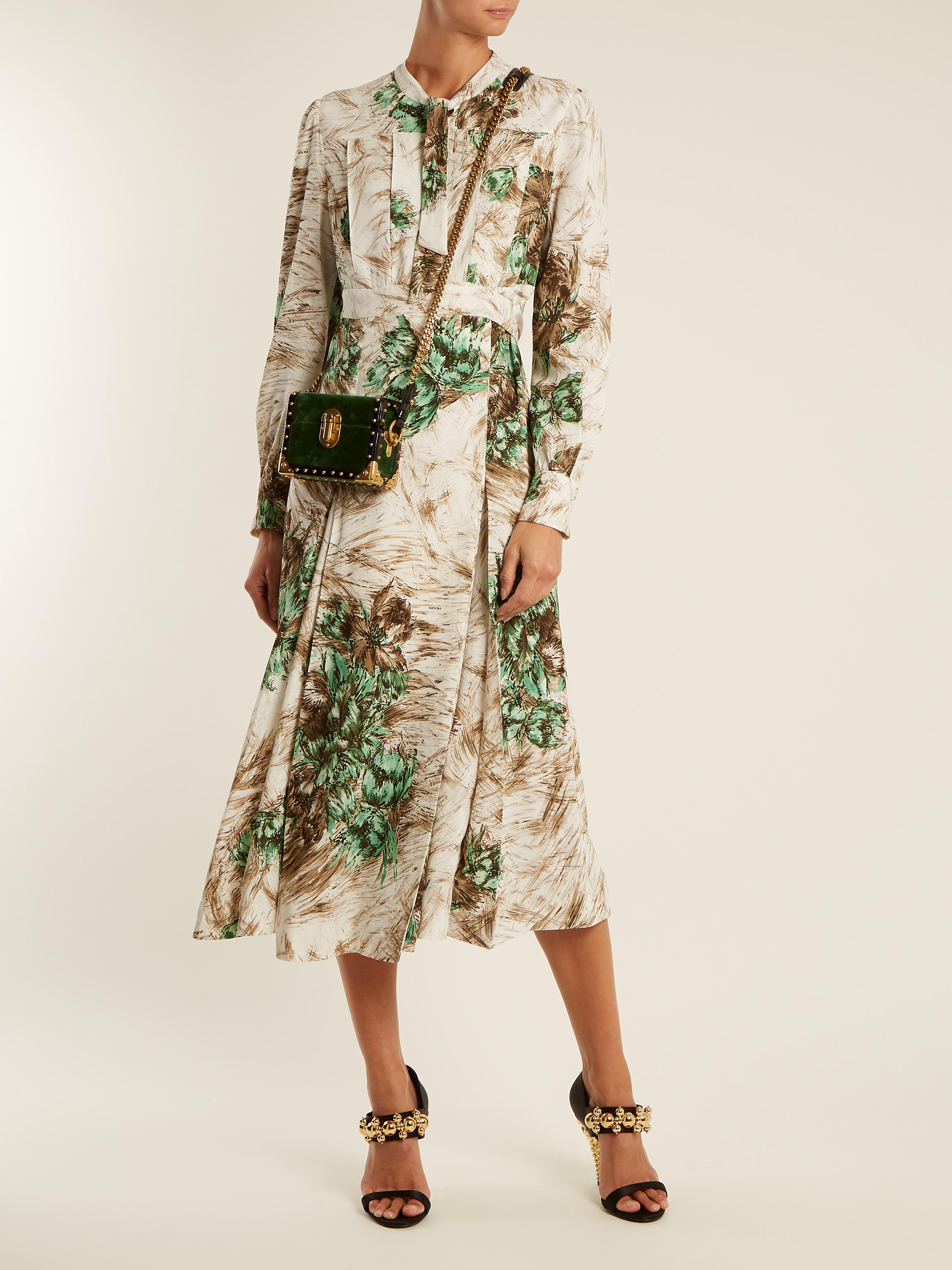 Prada Treasure Trunk Mini Velvet Box Bag in Green - Lyst