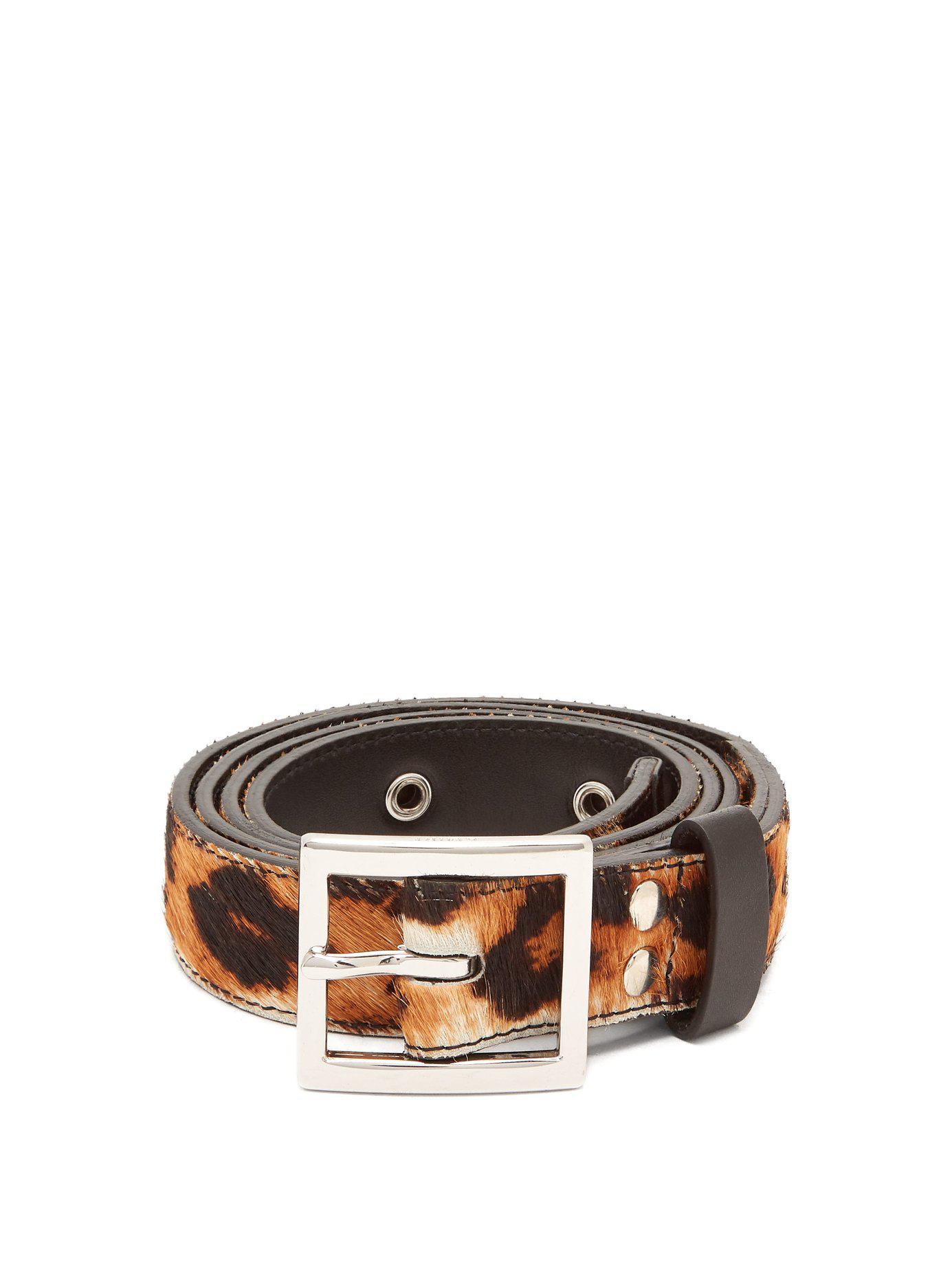 Leopard Print Calf Hair Belt