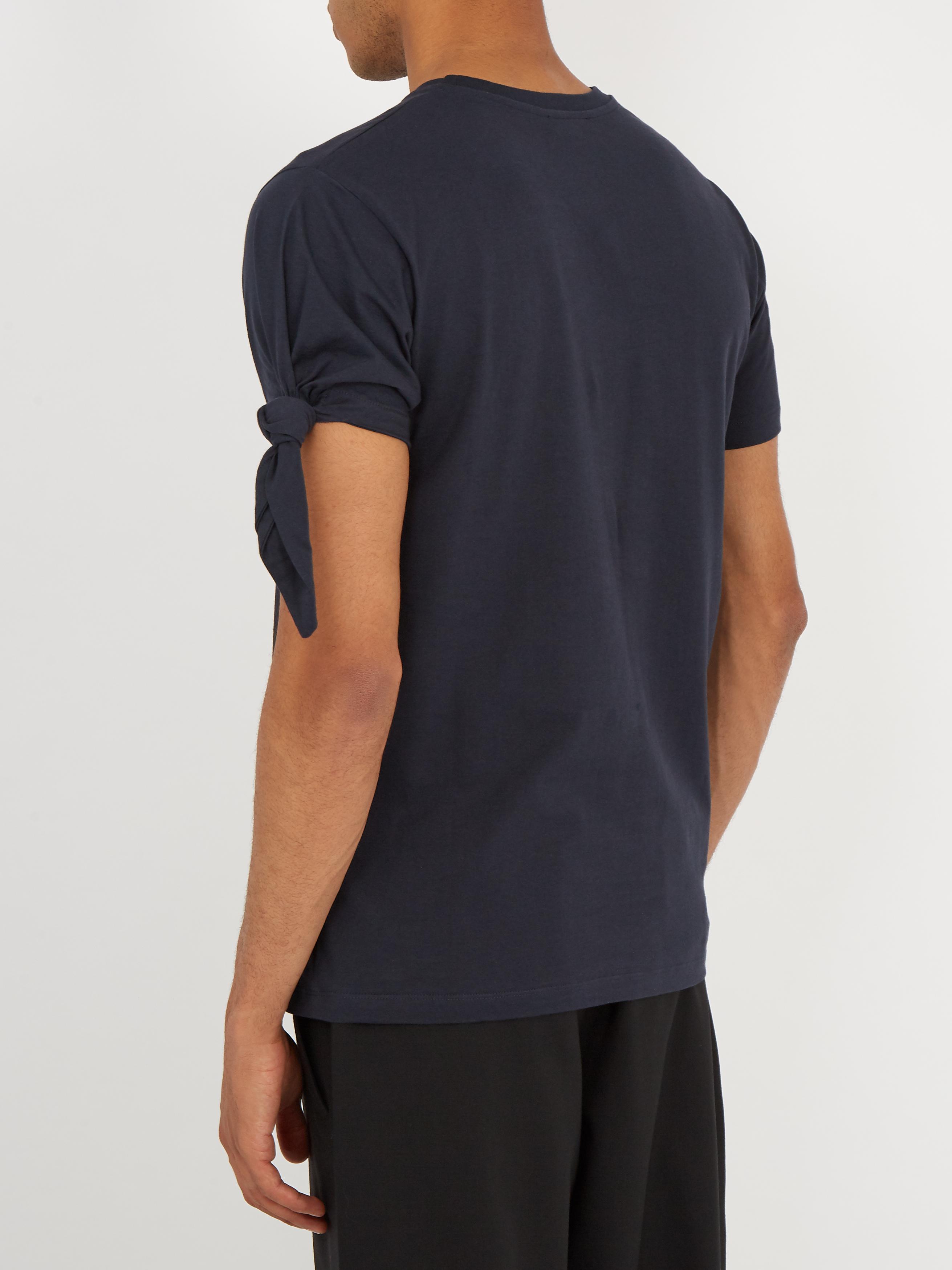 JW Anderson Knotted-sleeve Cotton-jersey T-shirt in Blue for Men - Lyst