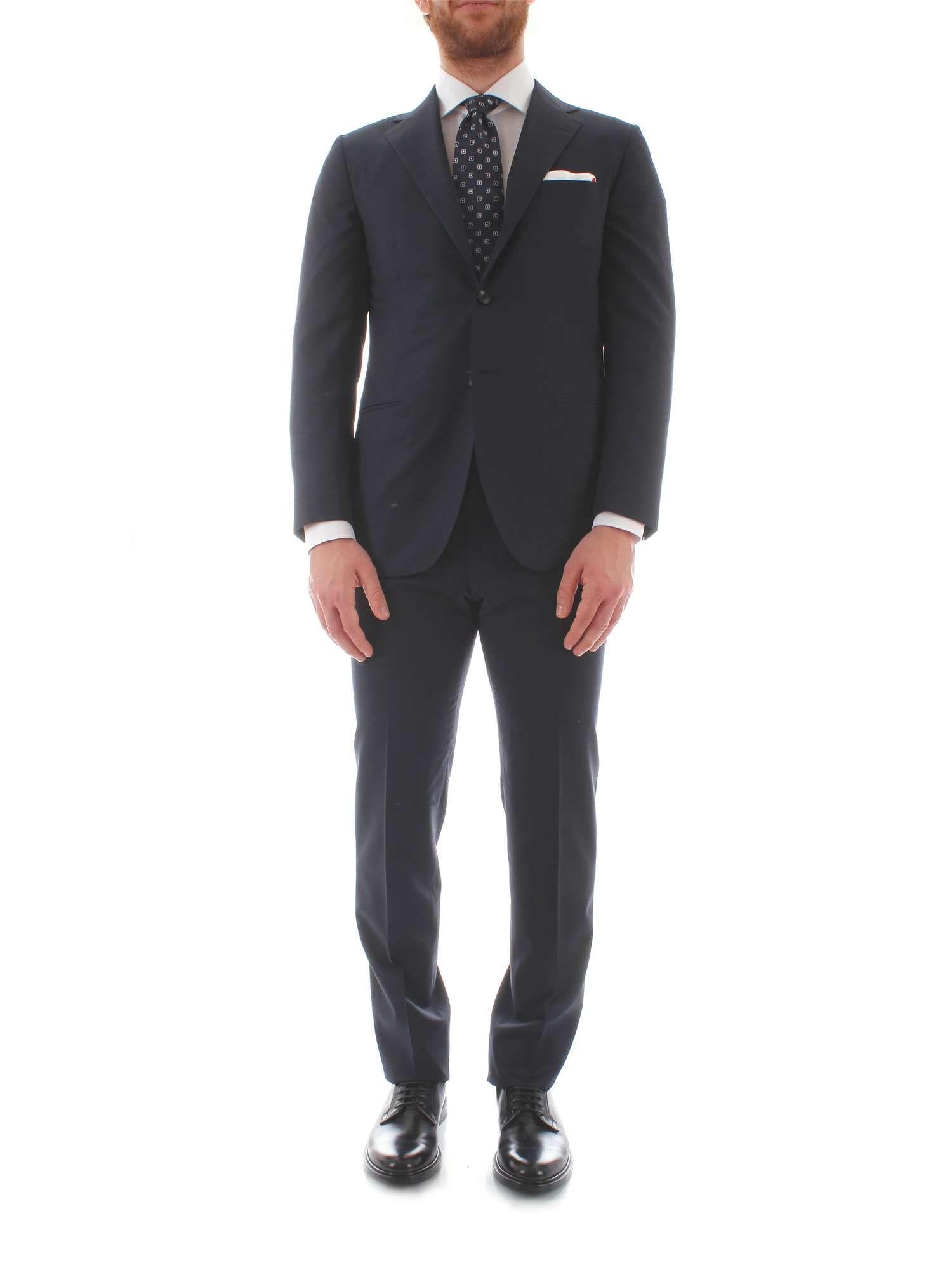 Kiton Blue Wool Suit in Blue for Men - Lyst