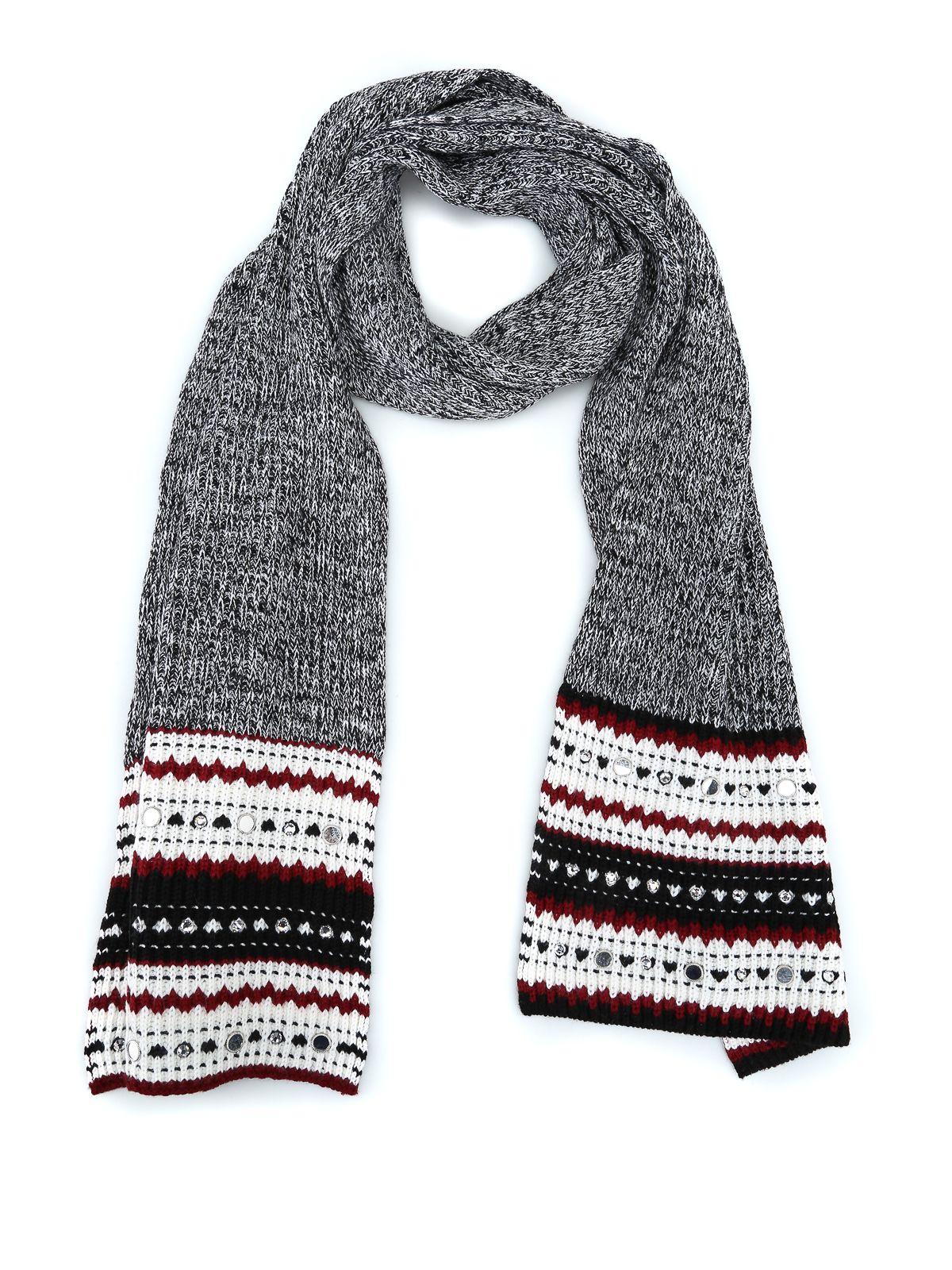 Dondup Black Wool Scarf in Black - Lyst