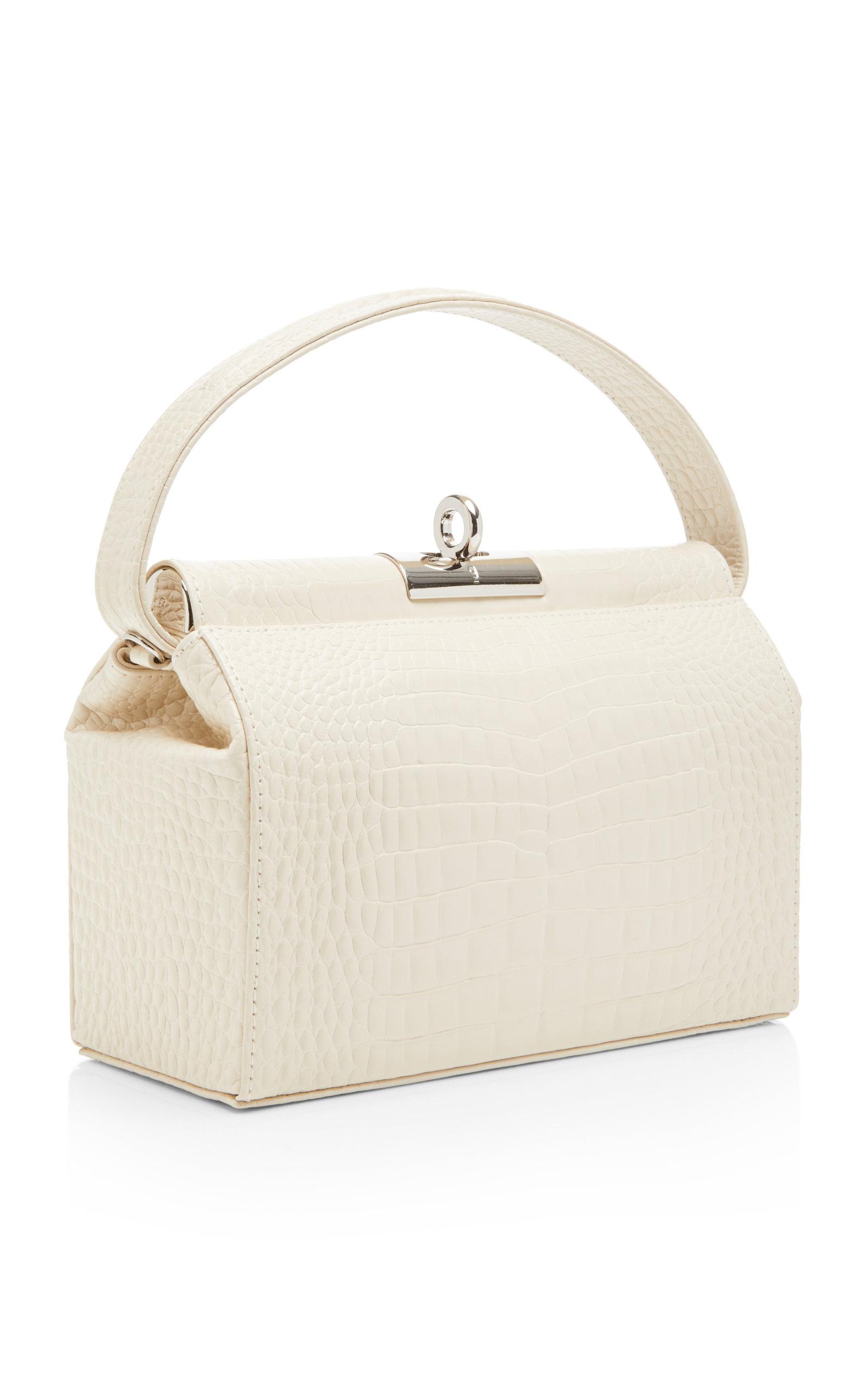 GU_DE Milky Croc-effect Leather Top Handle Bag in White - Lyst