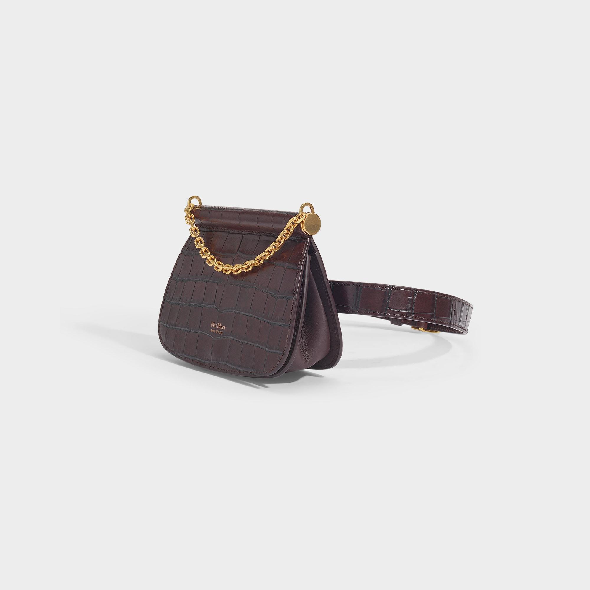 Max Mara Jana Belt Bag In Purple Croc Embossed Calfskin in Purple - Lyst