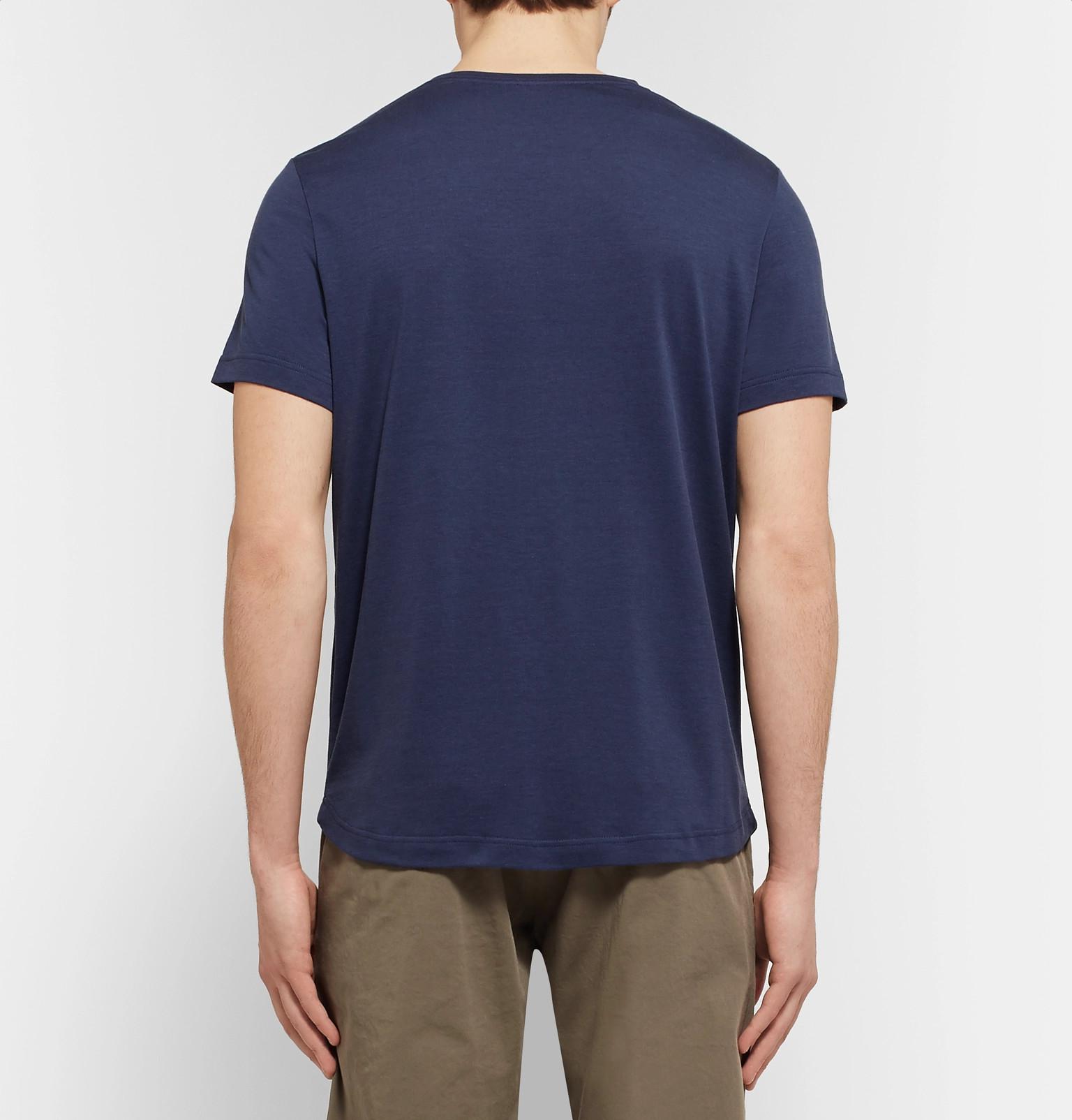 Lyst - Loro Piana Slim-fit Silk And Cotton-blend T-shirt in Blue for Men