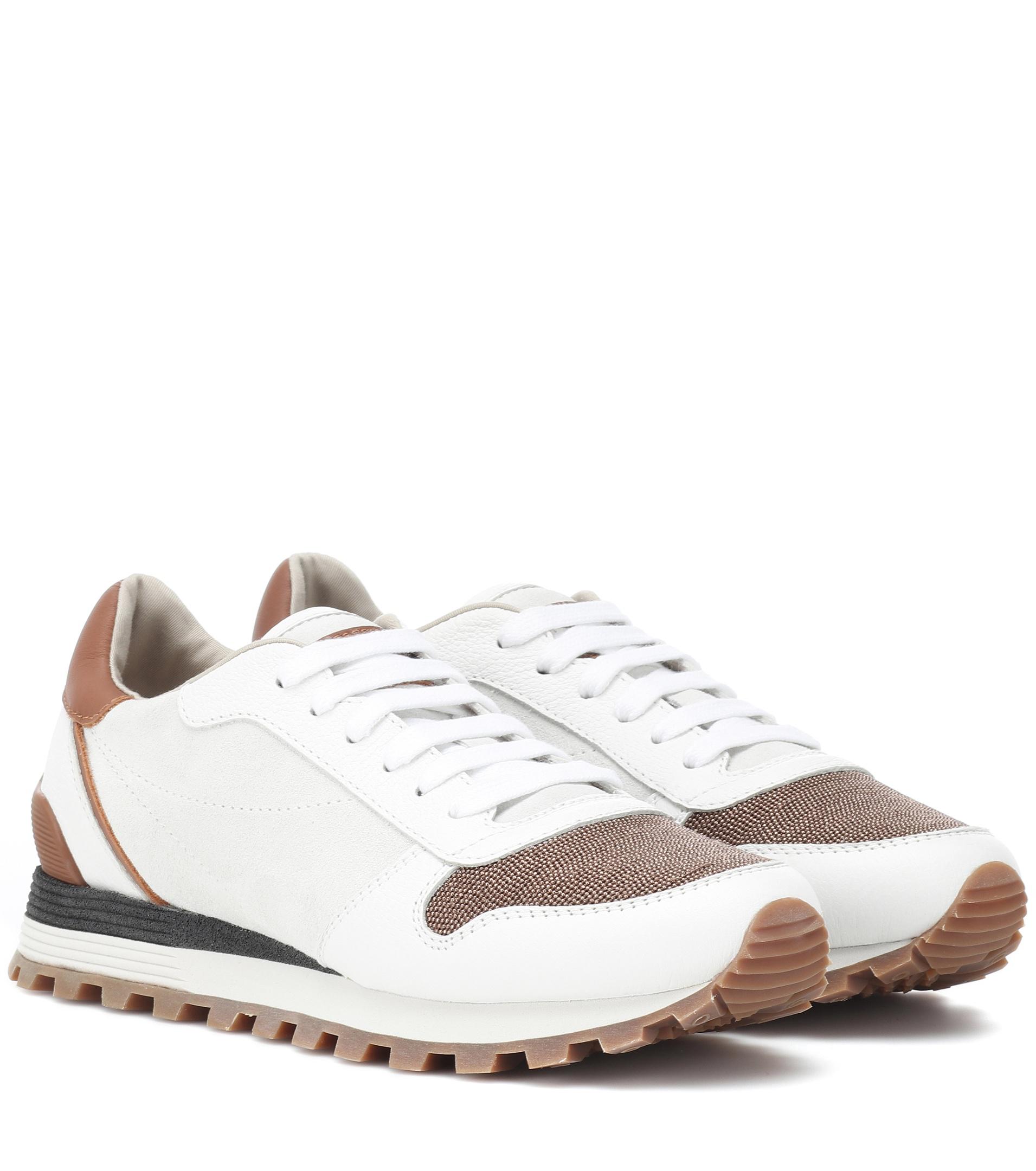 Lyst - Brunello Cucinelli Colorblocked Leather Sneakers in White