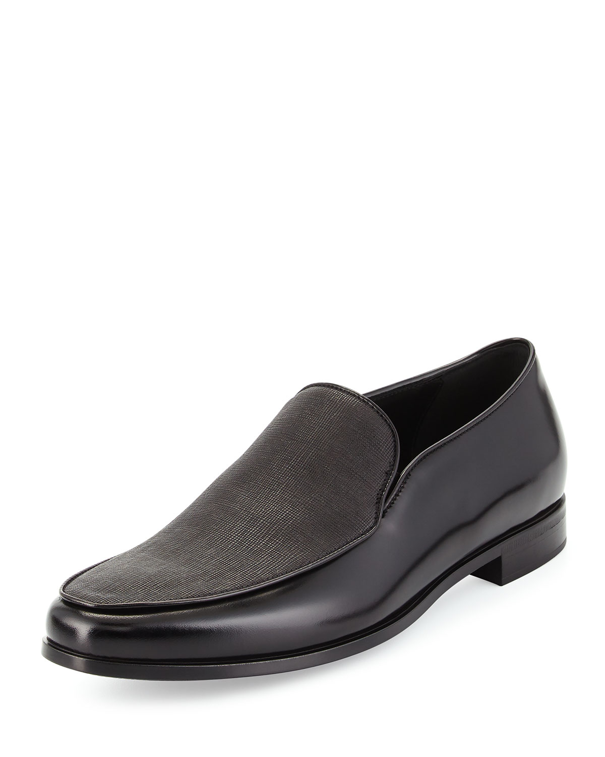 Lyst - Giorgio Armani Textured Leather Slip-on Loafer in Black for Men