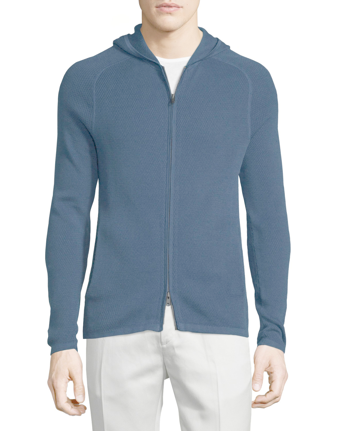 Theory Melker Textured Zip-up Hoodie in Blue for Men | Lyst