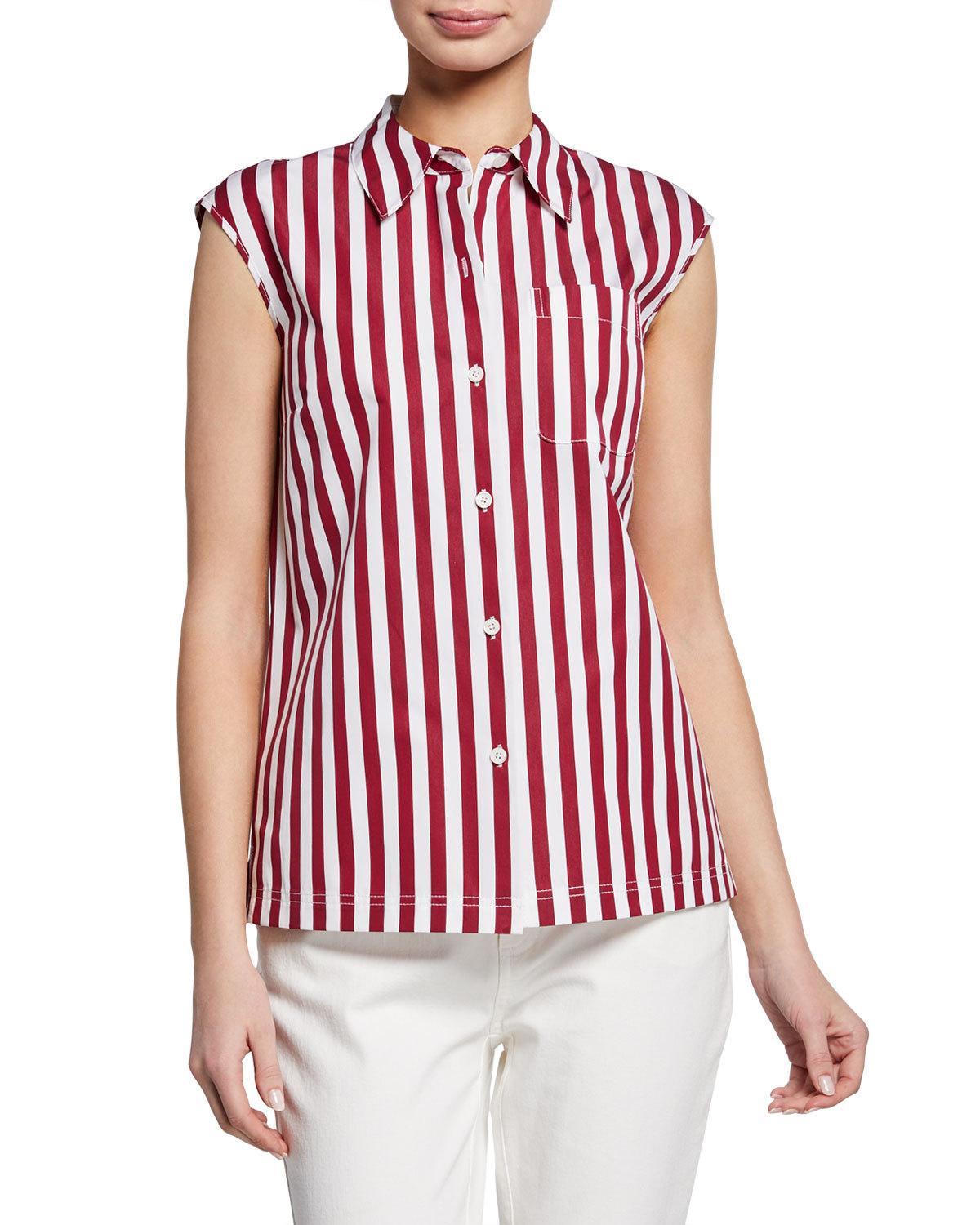 Lafayette 148 New York Yani Strada-stripe Button-front Sleeveless ...