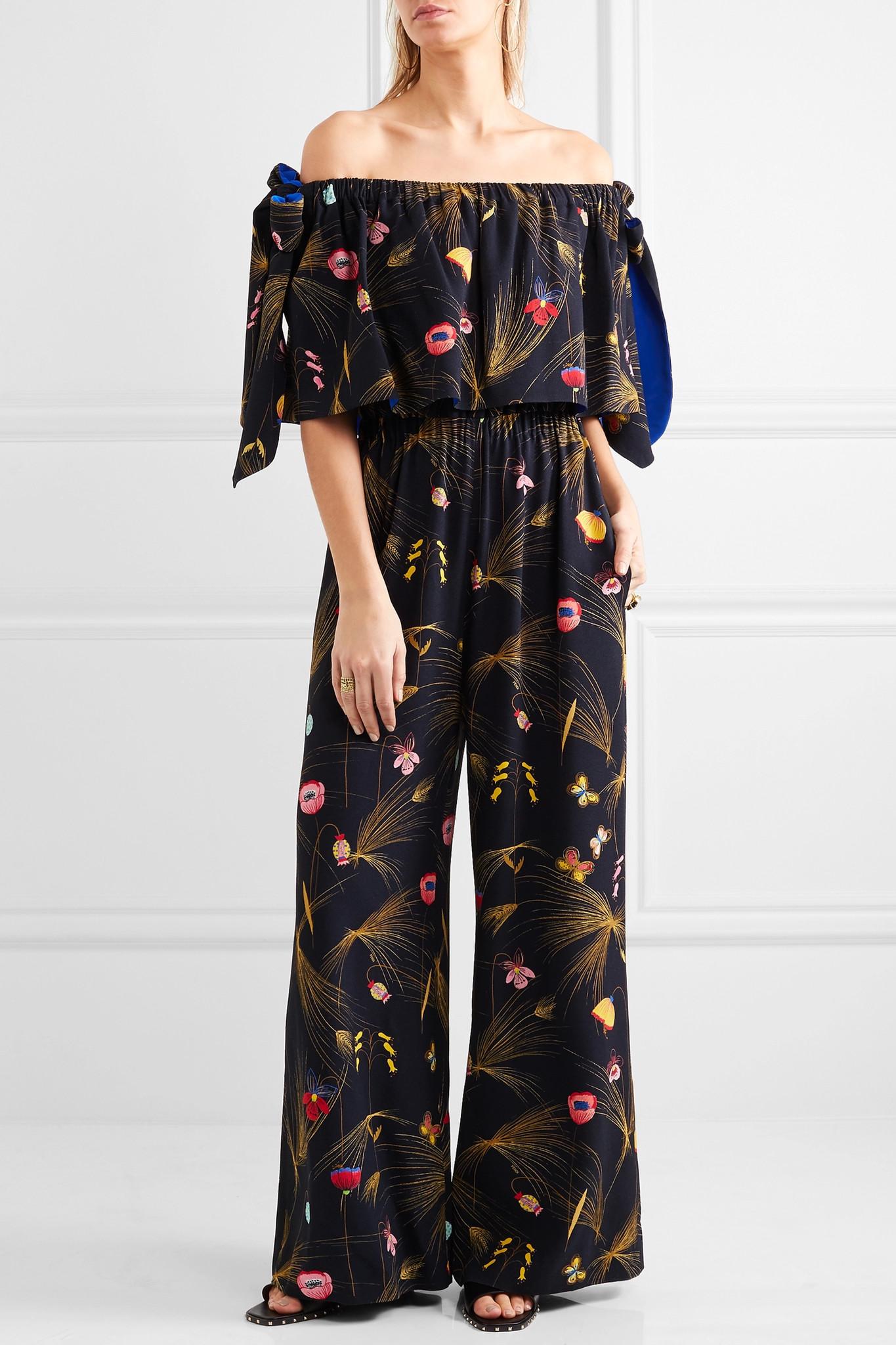 Lyst - Fendi All-over Floral Print Jumpsuit in Black