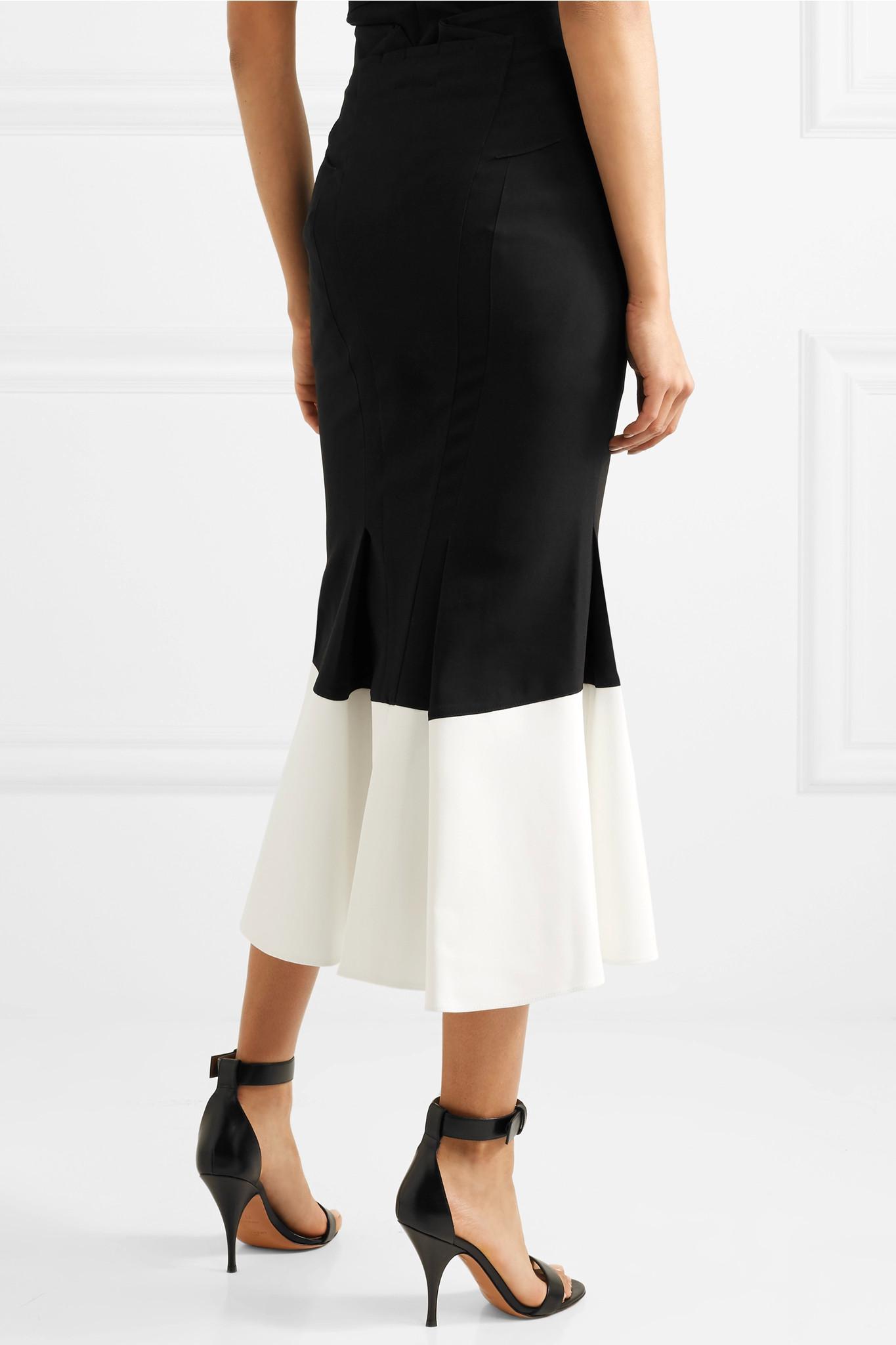 Roland Mouret Firsoff Two-tone Crepe Midi Skirt in Black - Lyst