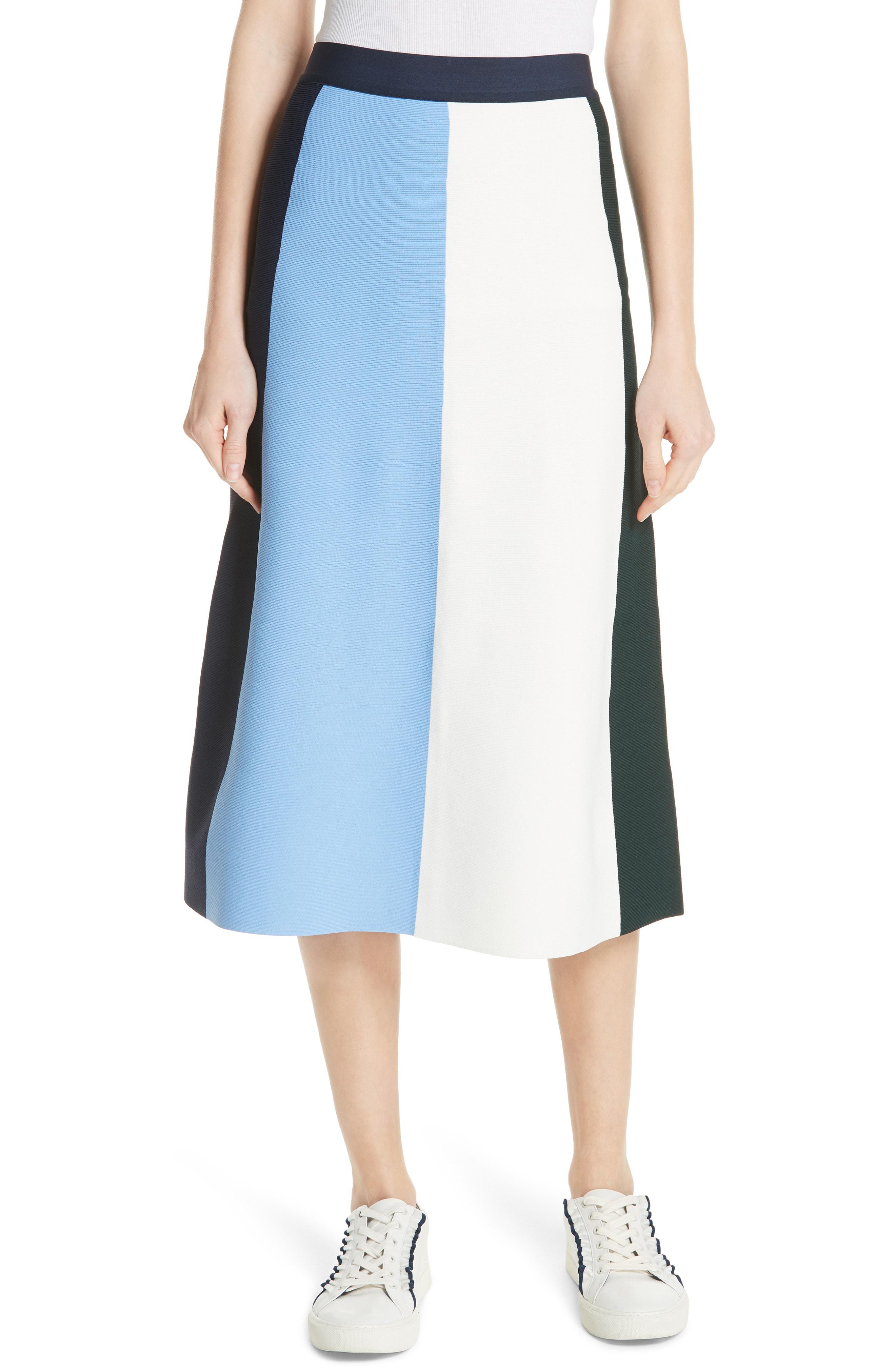 Tory Sport Vertical Block Tech Knit Skirt in Blue - Lyst