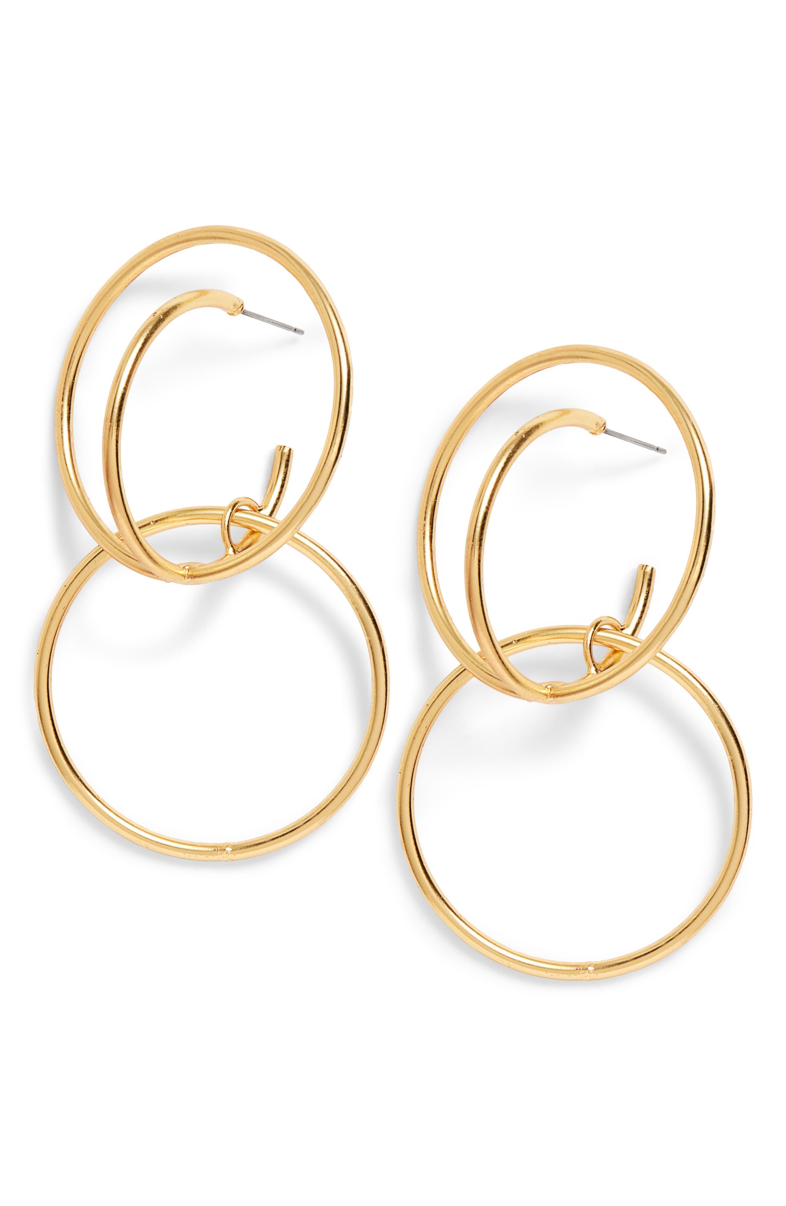 Karine Sultan Drop Hoop Earrings in Metallic - Lyst