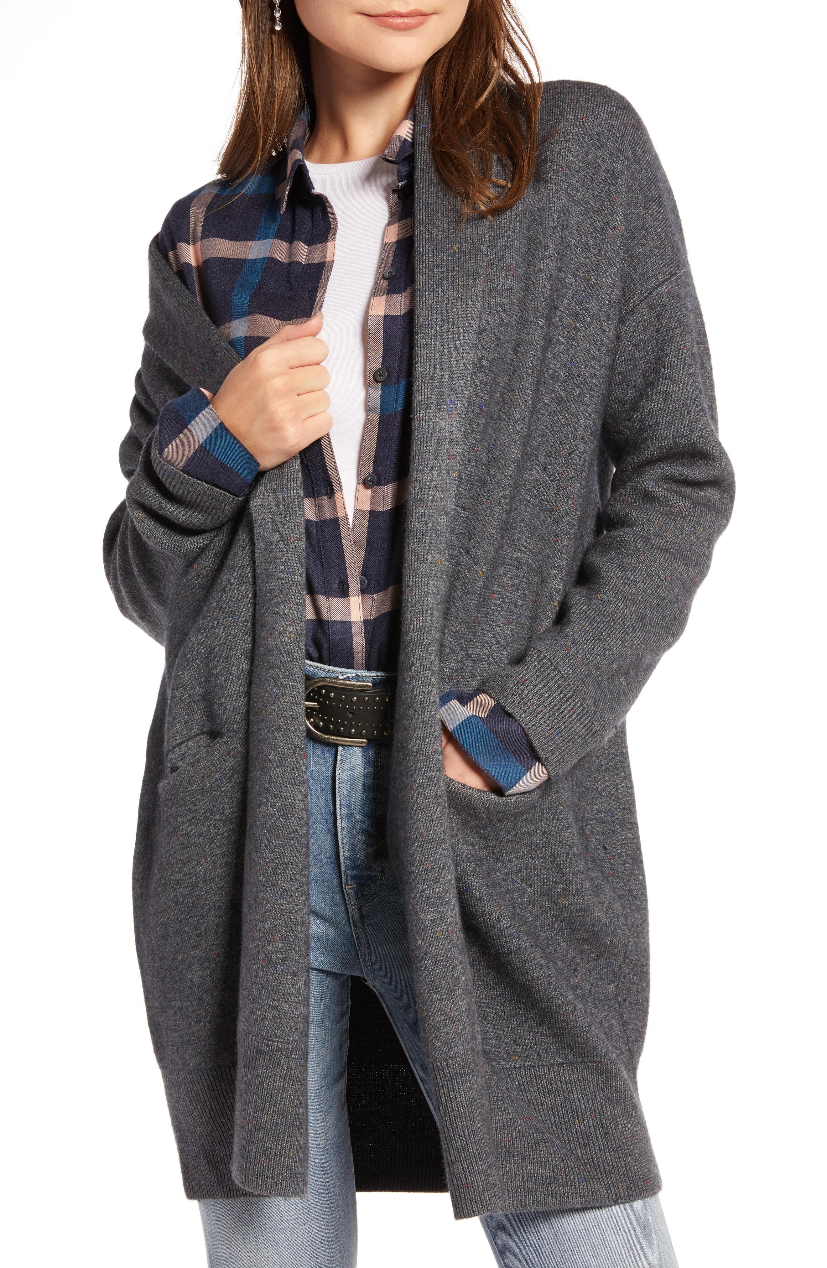 Lyst - Treasure & Bond Boiled Wool Blend Long Cardigan in Gray