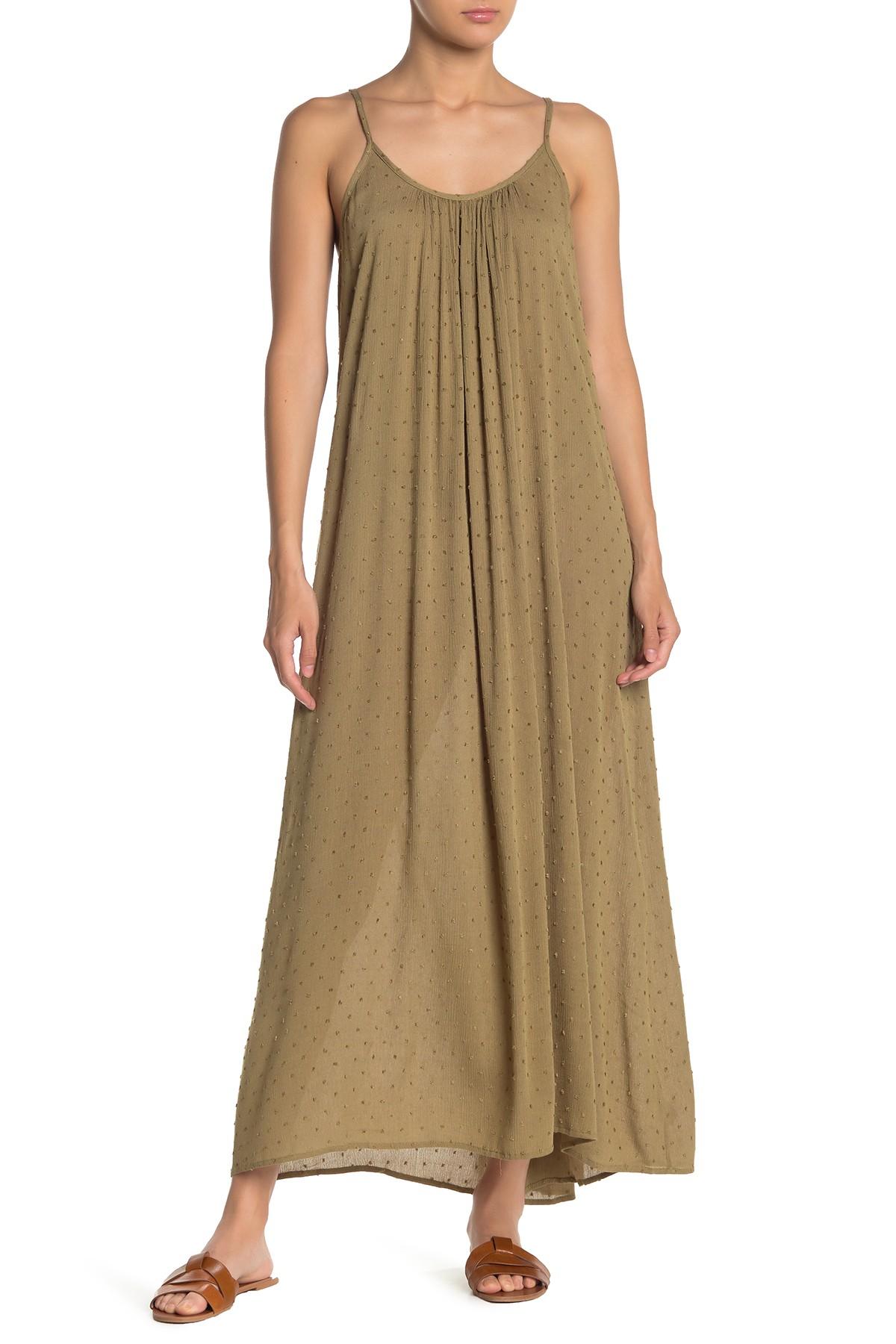 Mustard Seed Swiss Dot Strappy Back Maxi Dress in Green - Lyst