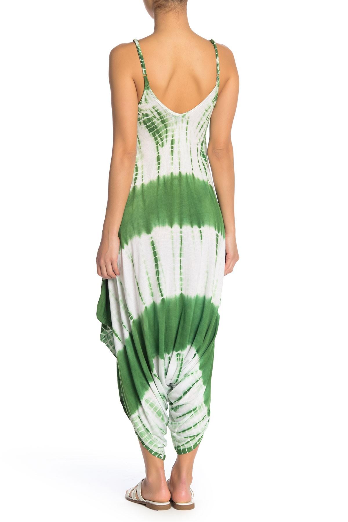 Boho Me Tie-dye Wide Leg Jumpsuit in Green - Lyst