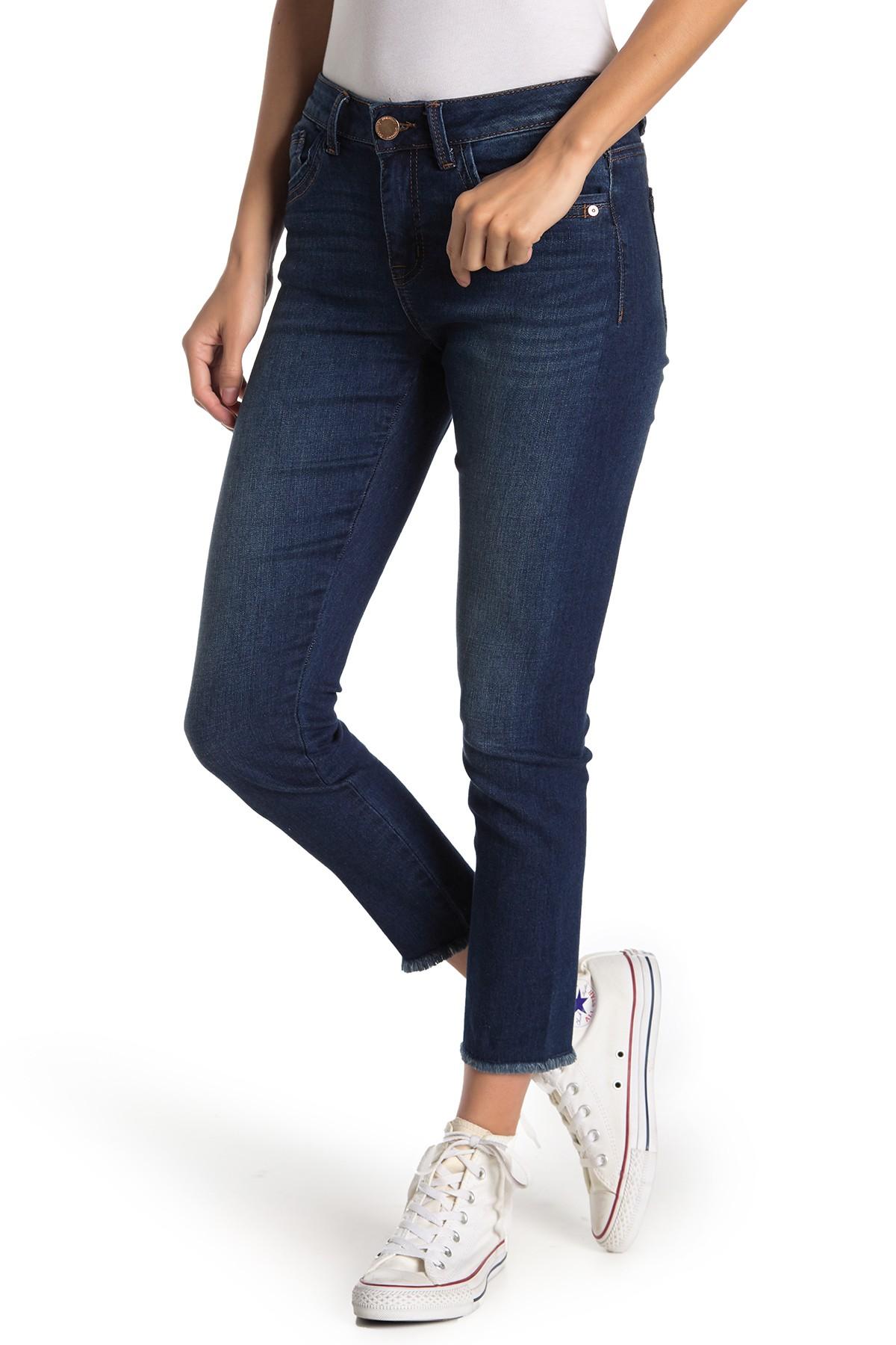 Democracy Frayed Hem Seamless Cropped Jeans (petite) in Blue - Lyst