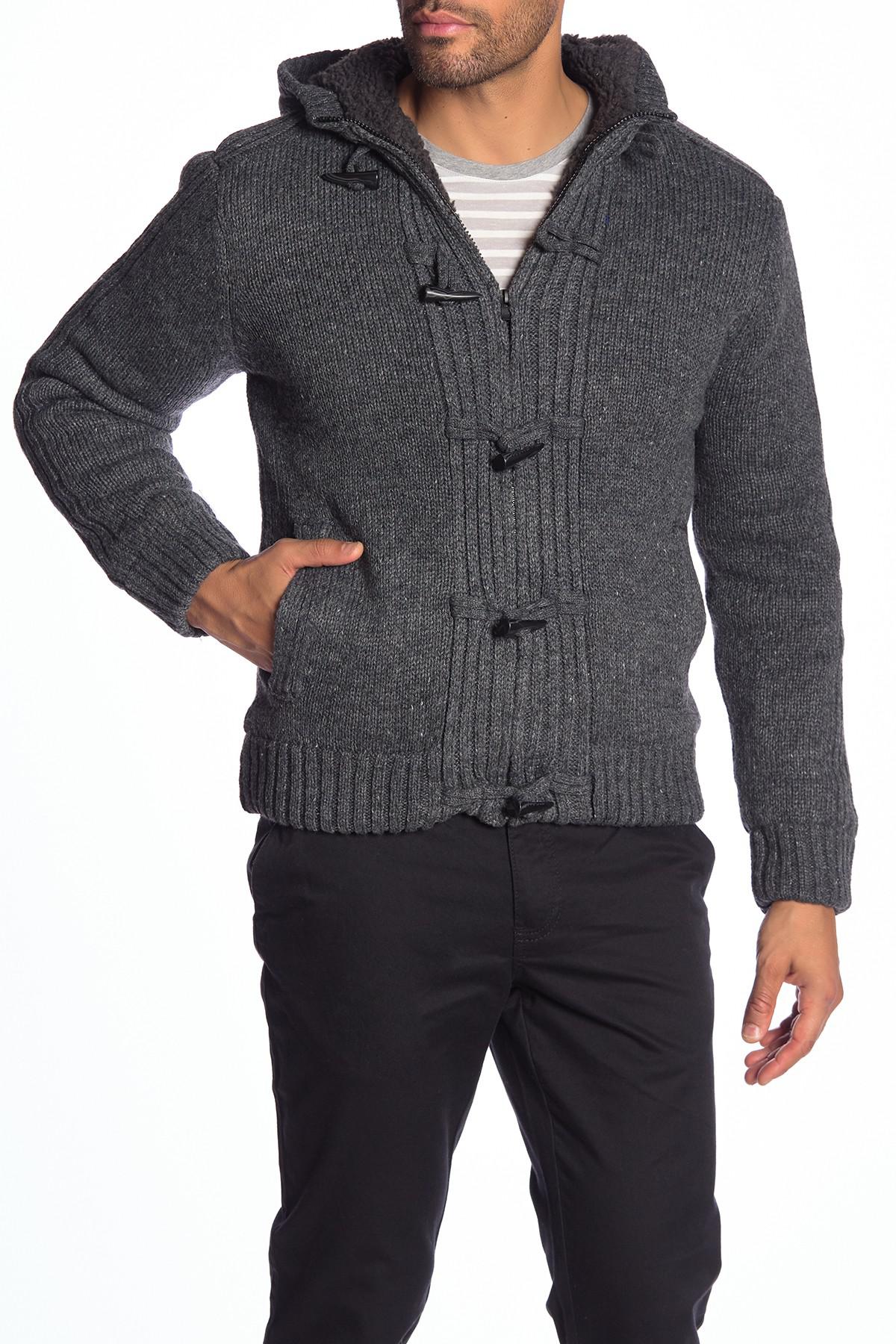 Xray Jeans Faux Shearling Lined Zip-up Hoodie in Gray for Men - Lyst