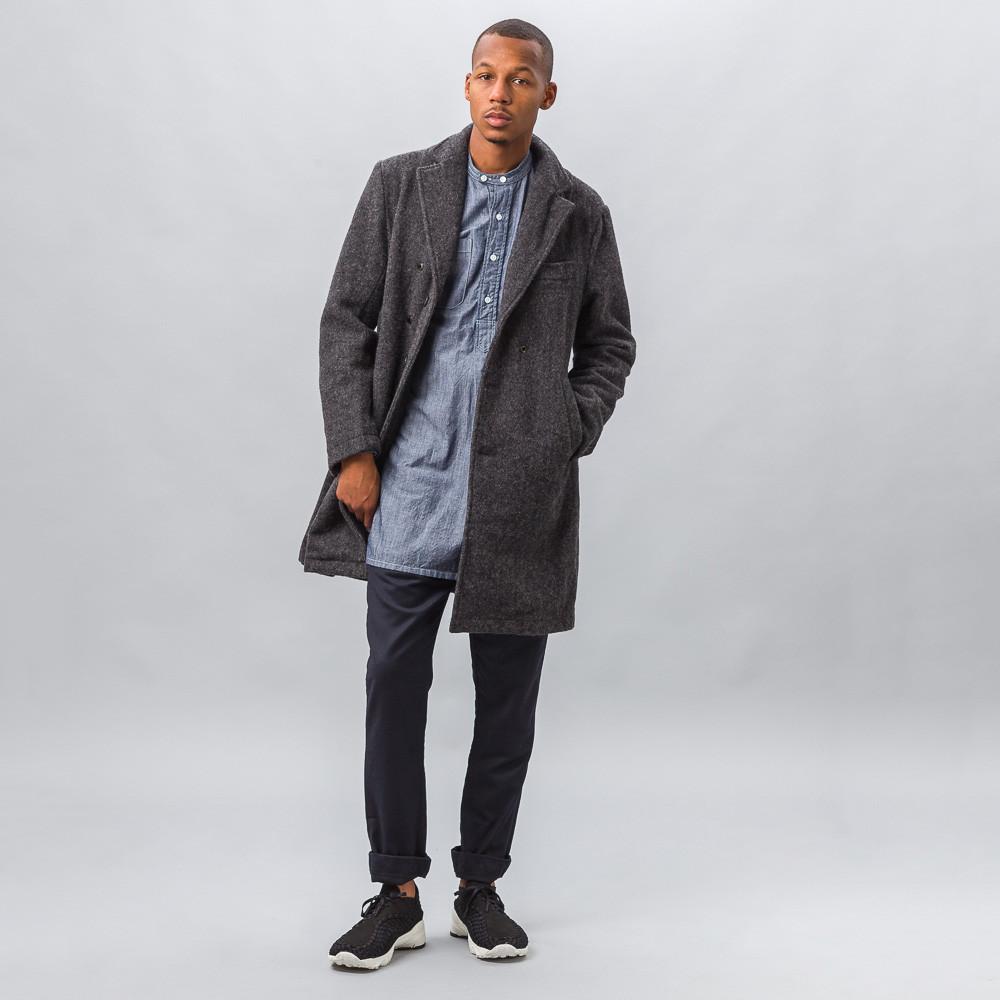 Lyst - Engineered Garments Chester Coat In Dark Grey Wool Herringbone ...