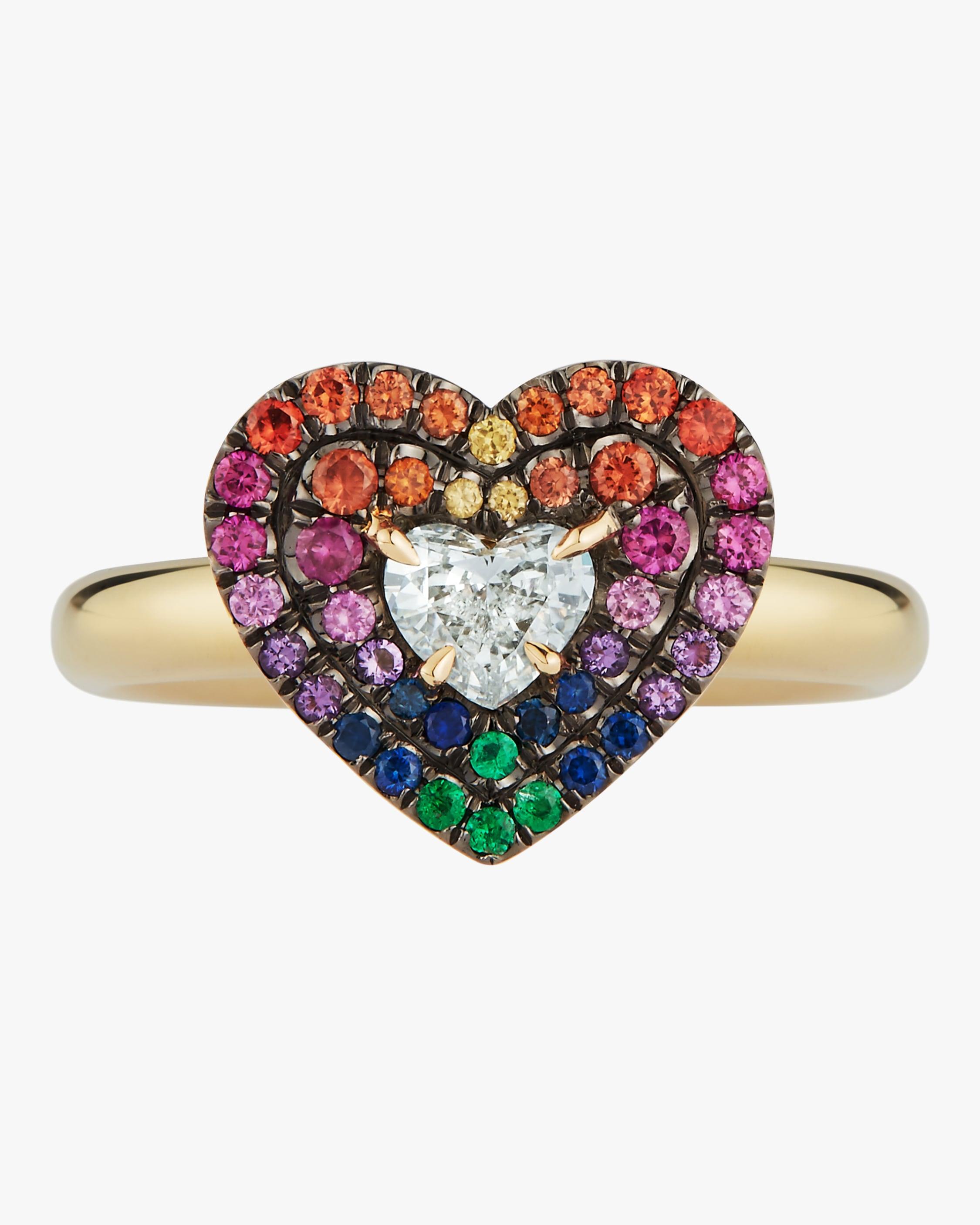 Jemma Wynne Yellow Gold Pavé Diamond Heart Ring in Red - Lyst