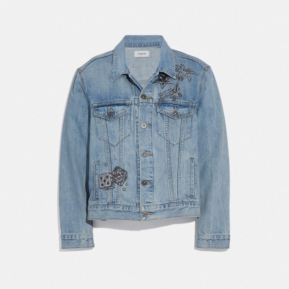 COACH Embellished Denim Jacket in Blue - Save 50% - Lyst