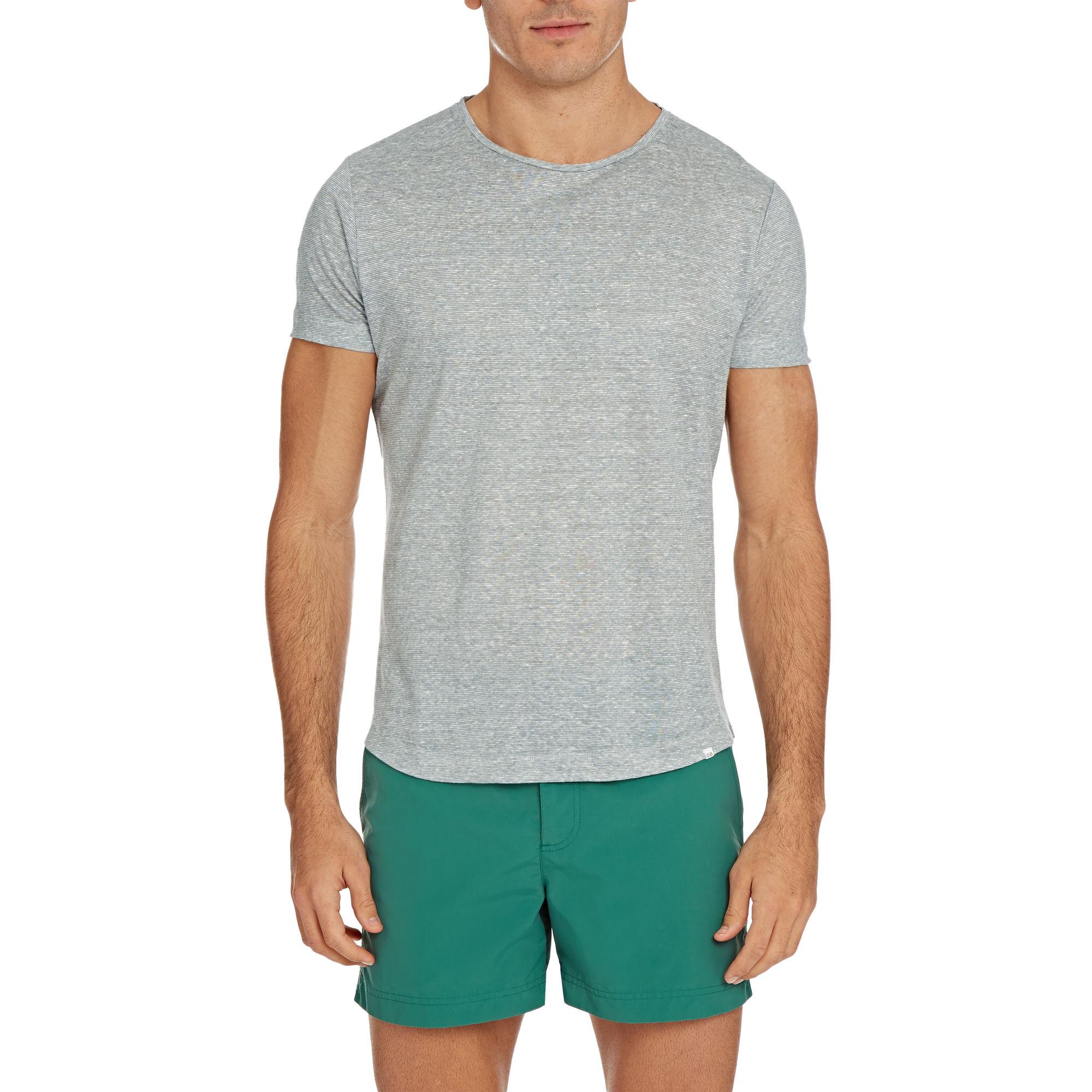 Orlebar Brown Ob-t Linen Pewter/cloud Tailored-fit Crew Neck T-shirt in ...