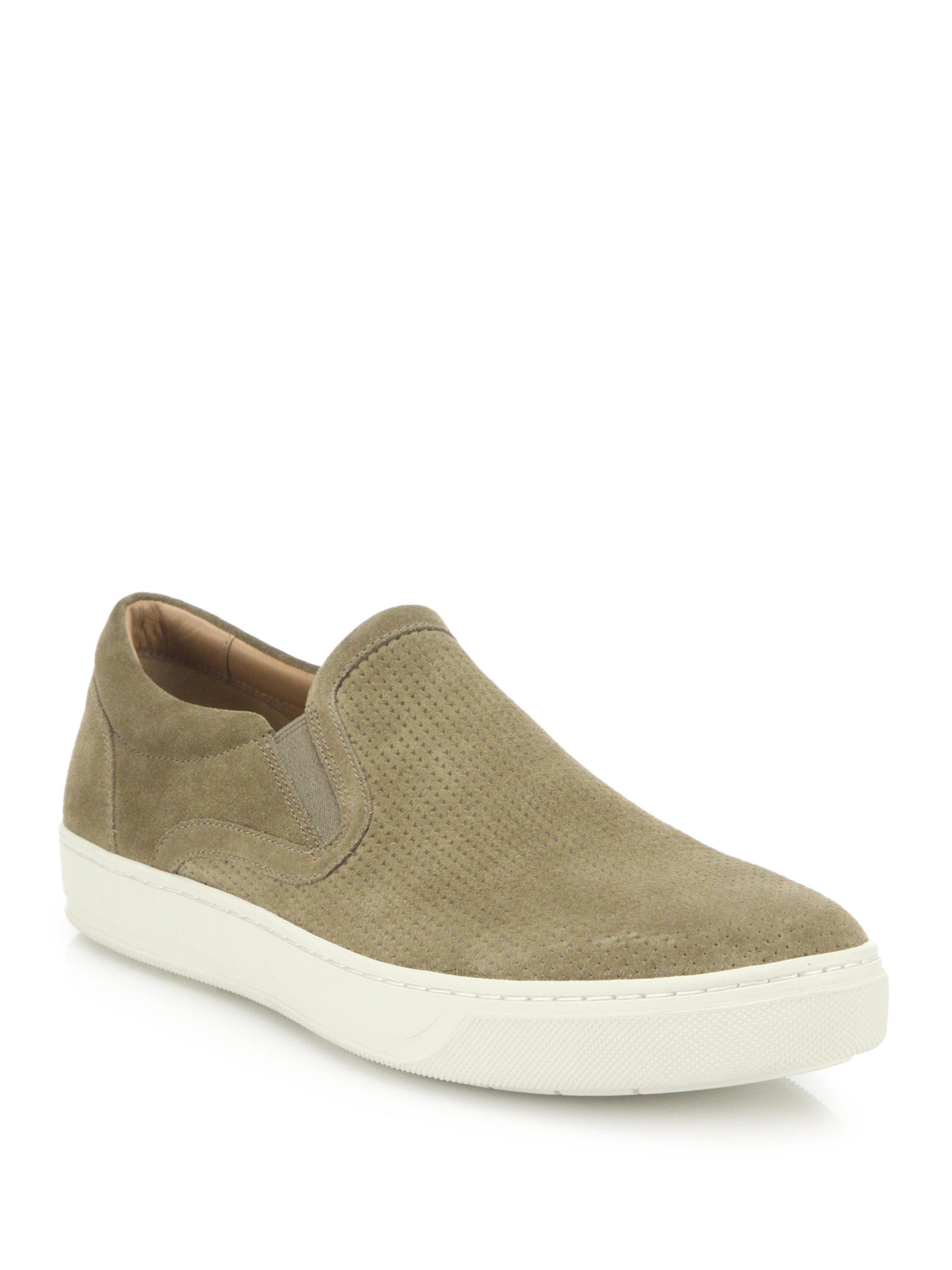 Lyst - Vince Perforated Suede Slip-ons in Gray for Men